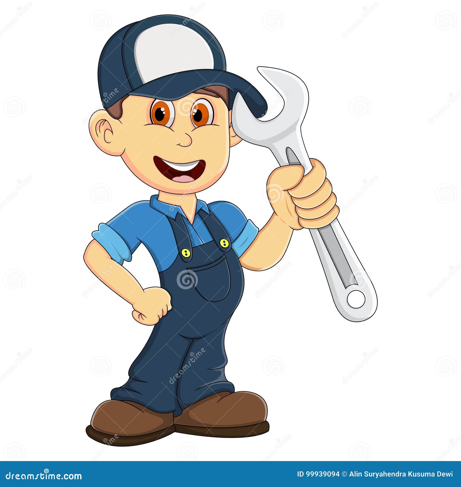 Cute Mechanic cartoon stock vector. Illustration of mascot - 99939094