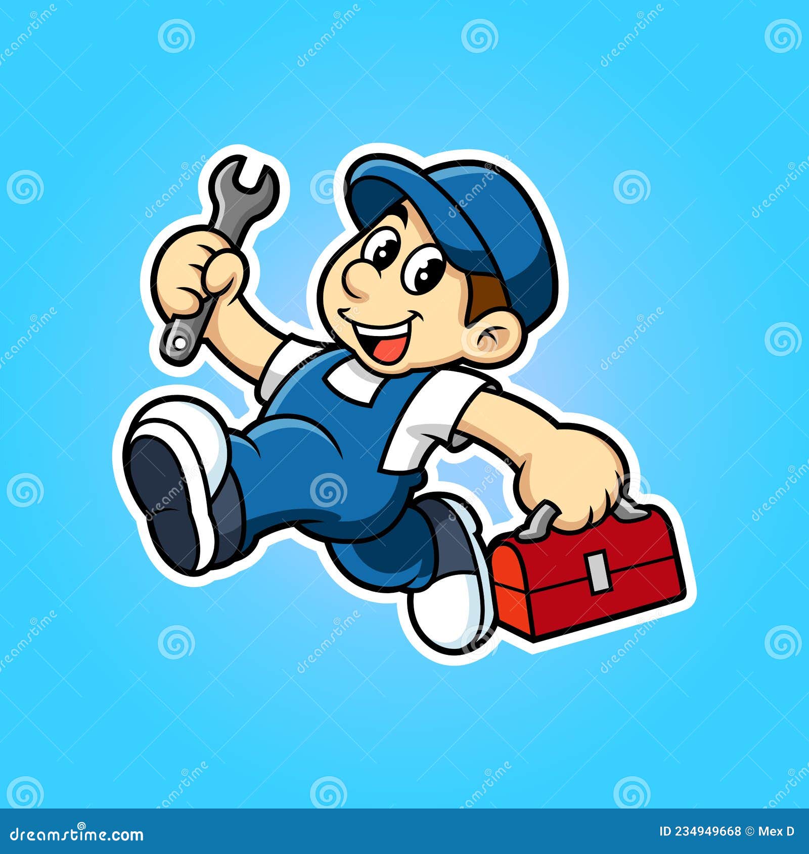 Cute Mechanic with Funny Pose Stock Vector - Illustration of people ...