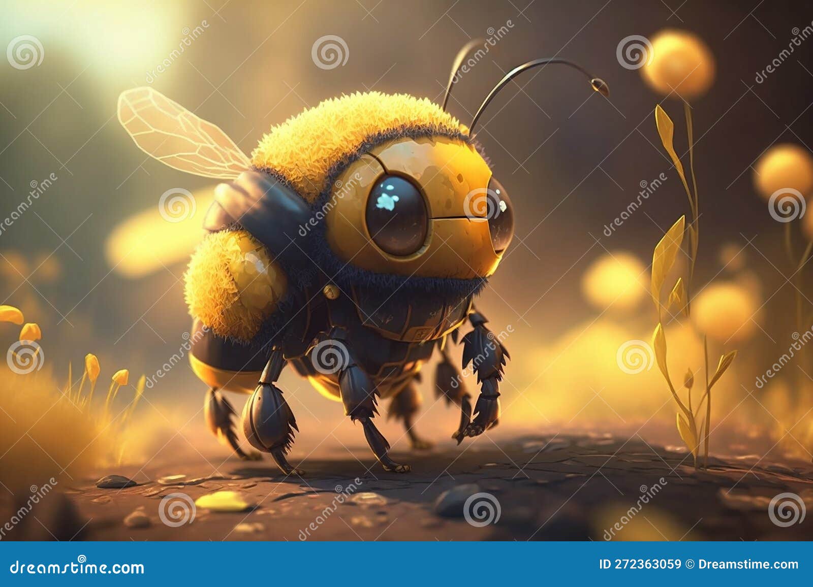 Cute Mechanical Robot Bumblebee Cyborg Stock Illustration ...