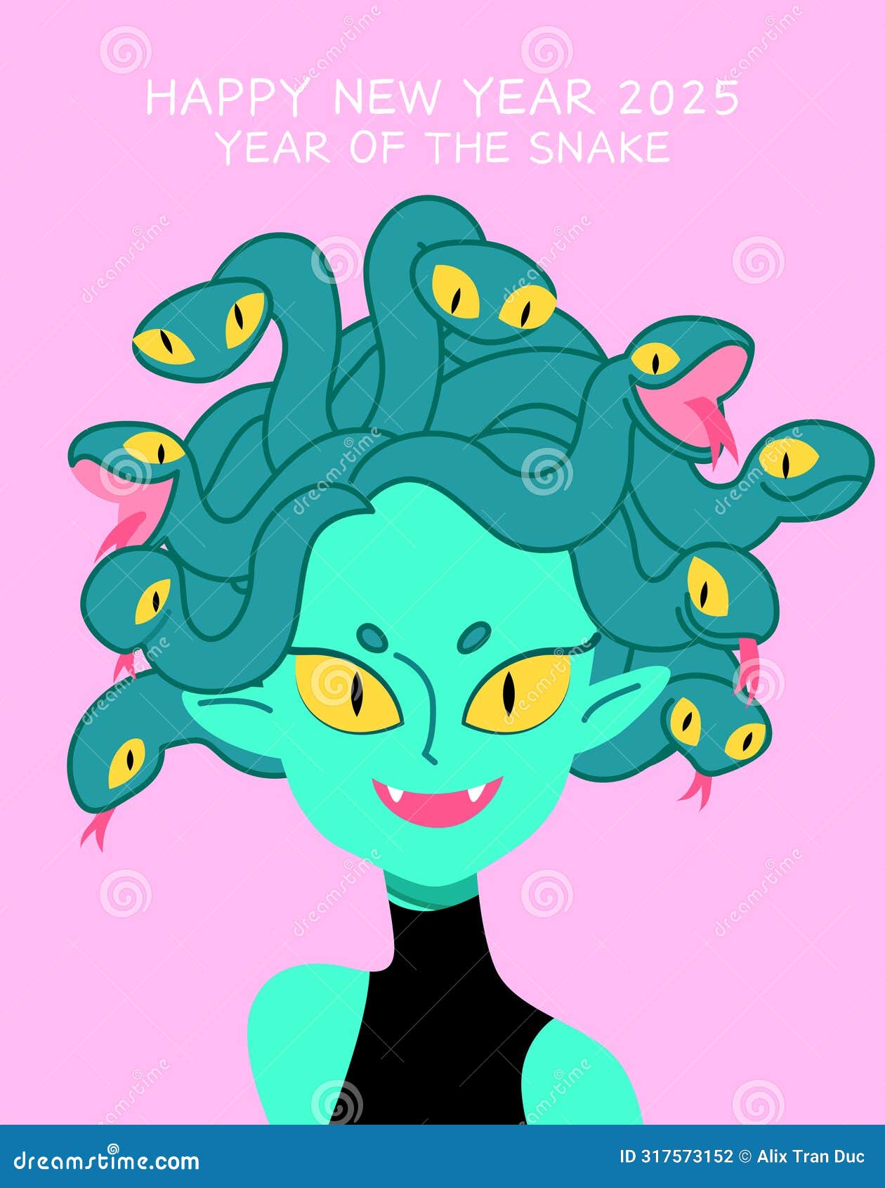 Cute Medusa Cartoon Character Filled With Snake Vector Illustration ...