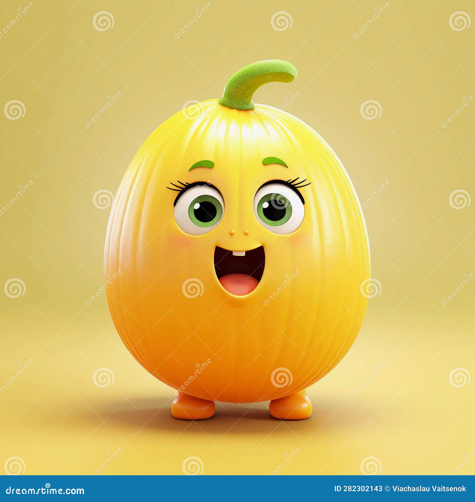Cute Melon Character Laughing Isolated On White Background. Melon ...