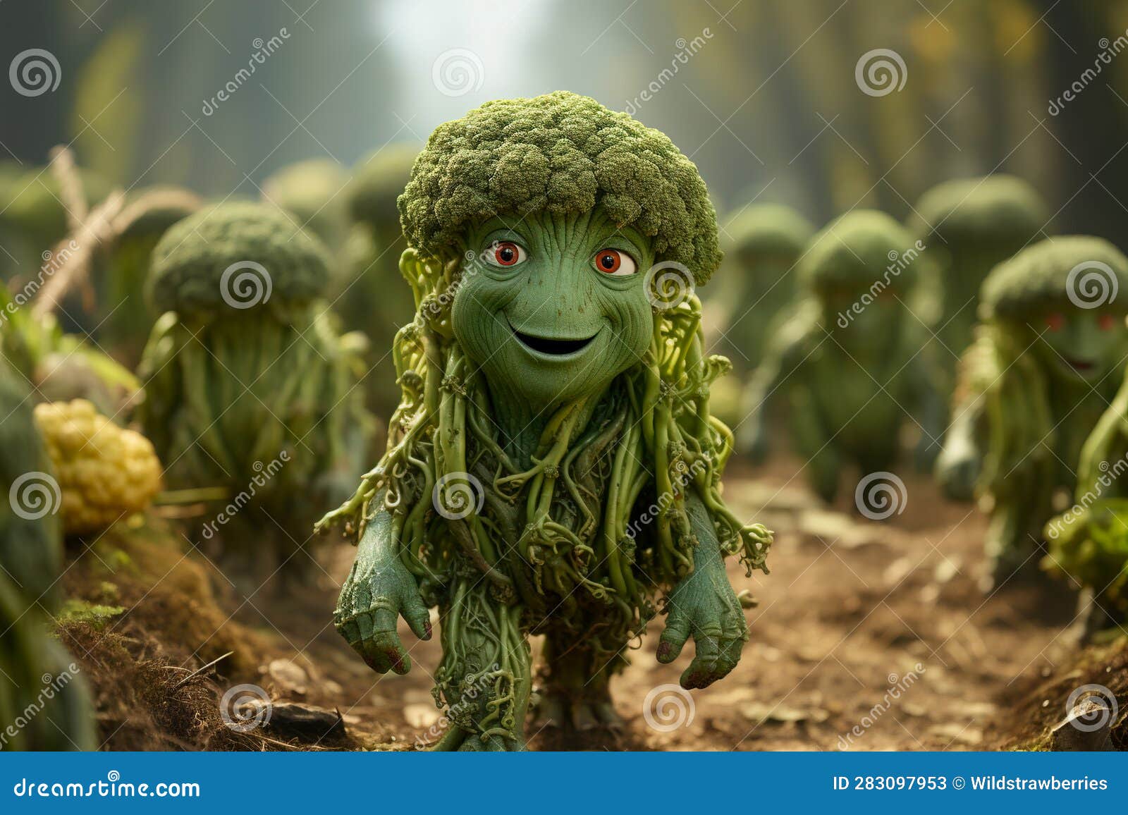 A Cute Member of the Broccoli Tribe Stock Illustration - Illustration ...