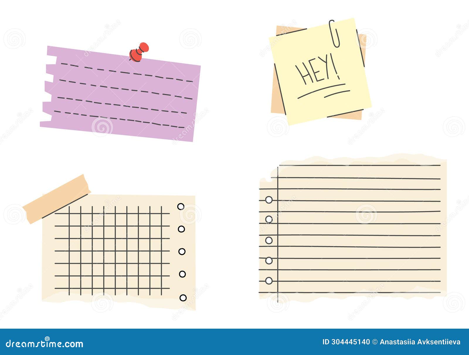 Cute Memo Template. Collection of Colorful Papers Stock Vector ...