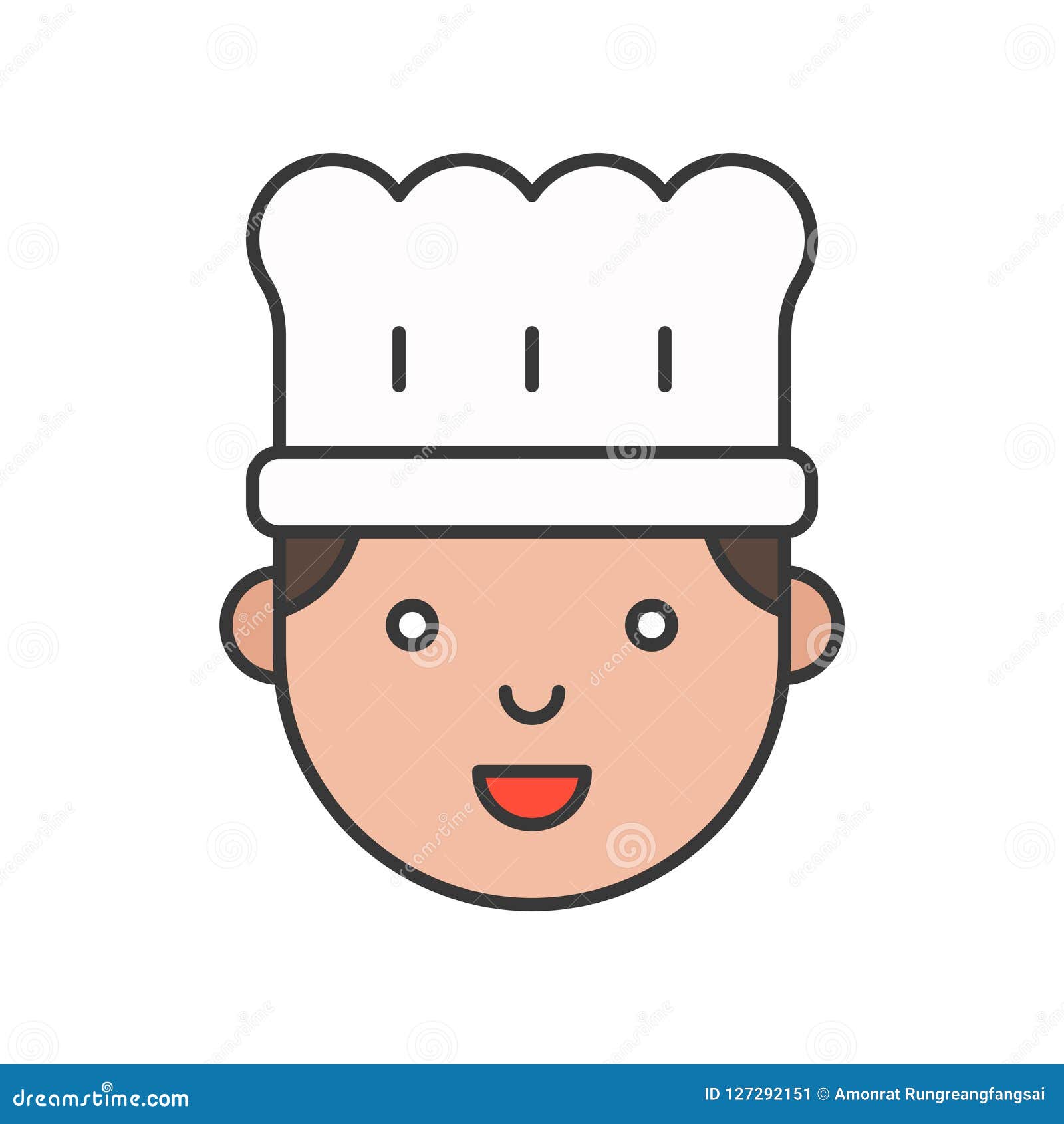 Cute Chef Head Filled Outline Icon, Editable Stroke Stock Vector ...
