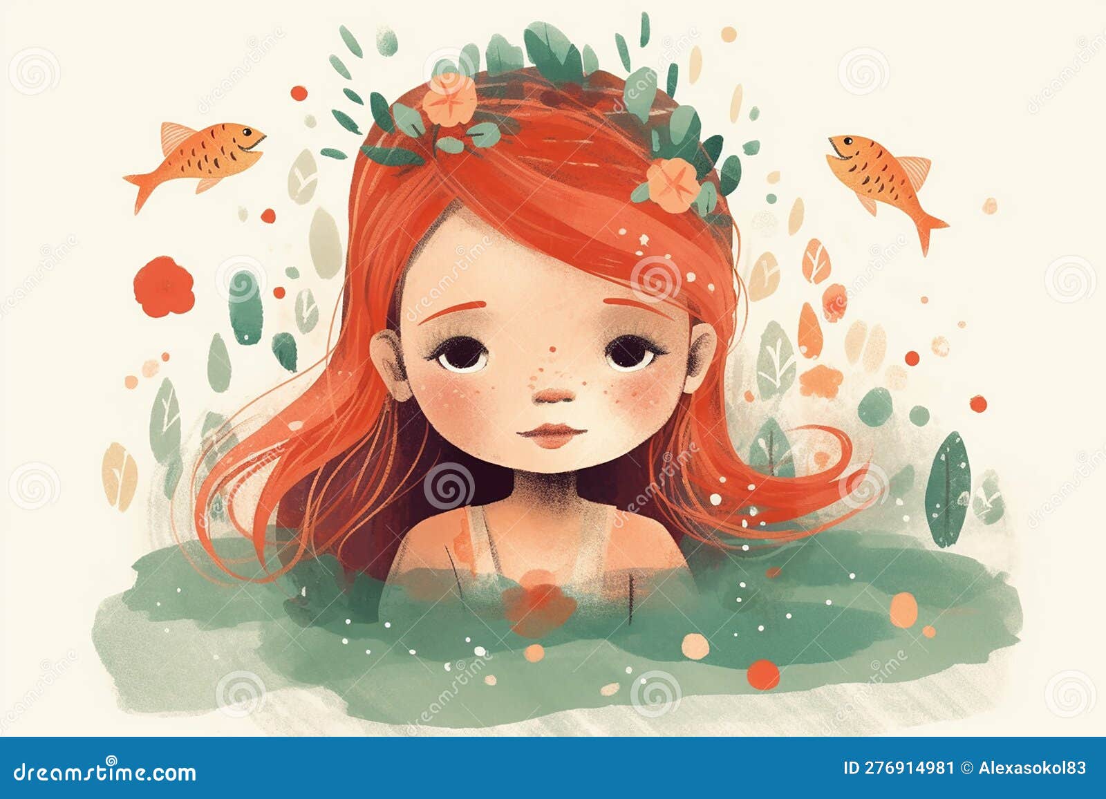 Cute Mermaid, Cute Boho Minimalistic Illustrations Stock Illustration ...