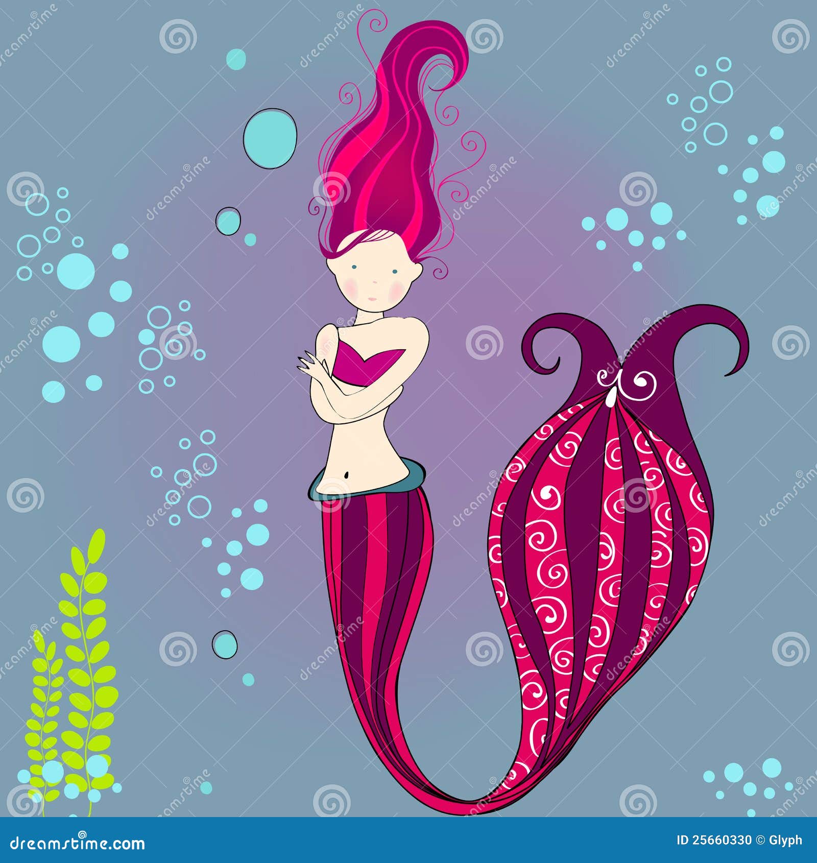 Cute mermaid illustration stock vector. Illustration of fish - 25660330