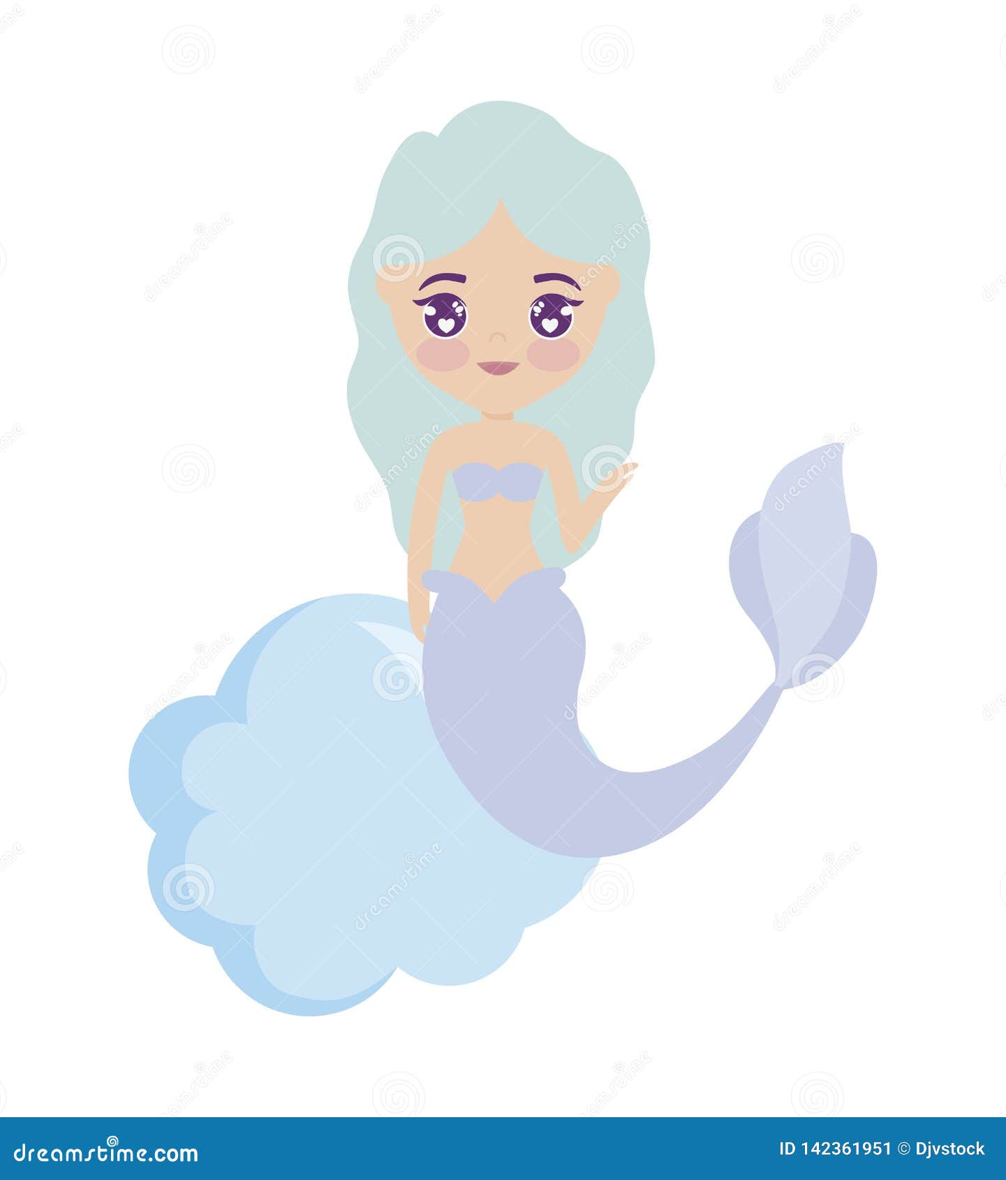 Cute Mermaid Sitting in Cloud Stock Vector - Illustration of fairy ...