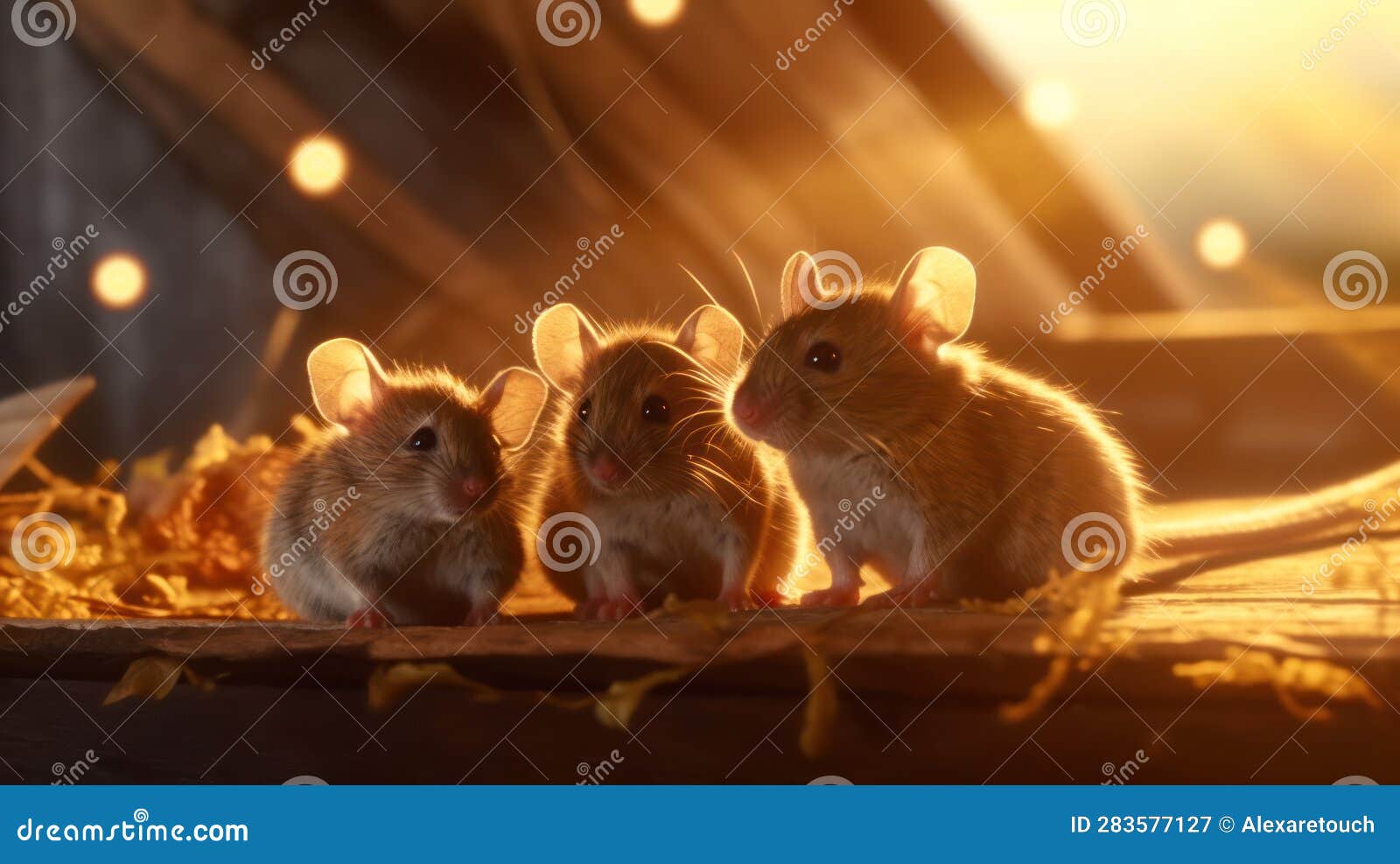 Cute Mice in the Barn on the Farm Stock Illustration - Illustration of ...