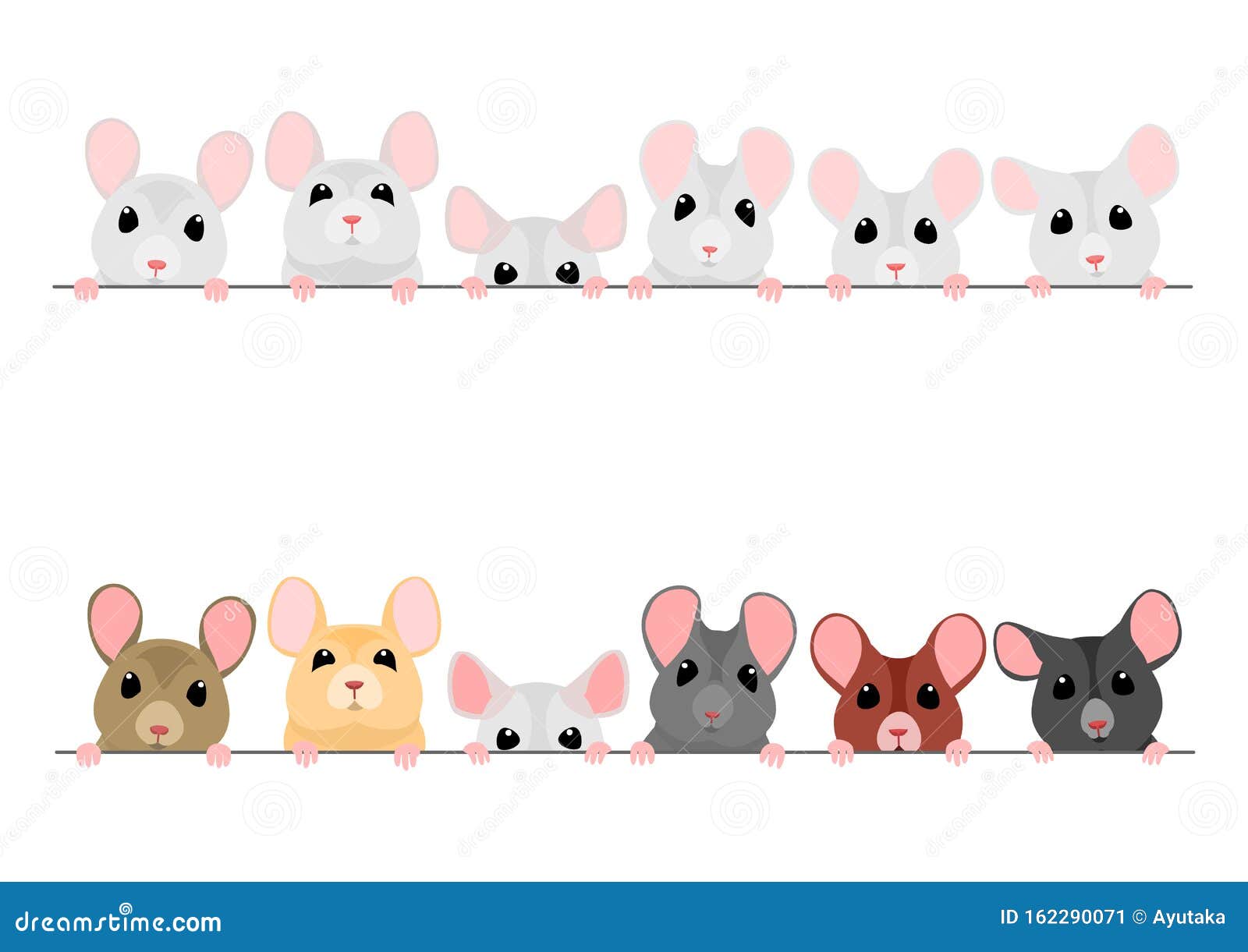 Cute mice border set stock vector. Illustration of vector - 162290071