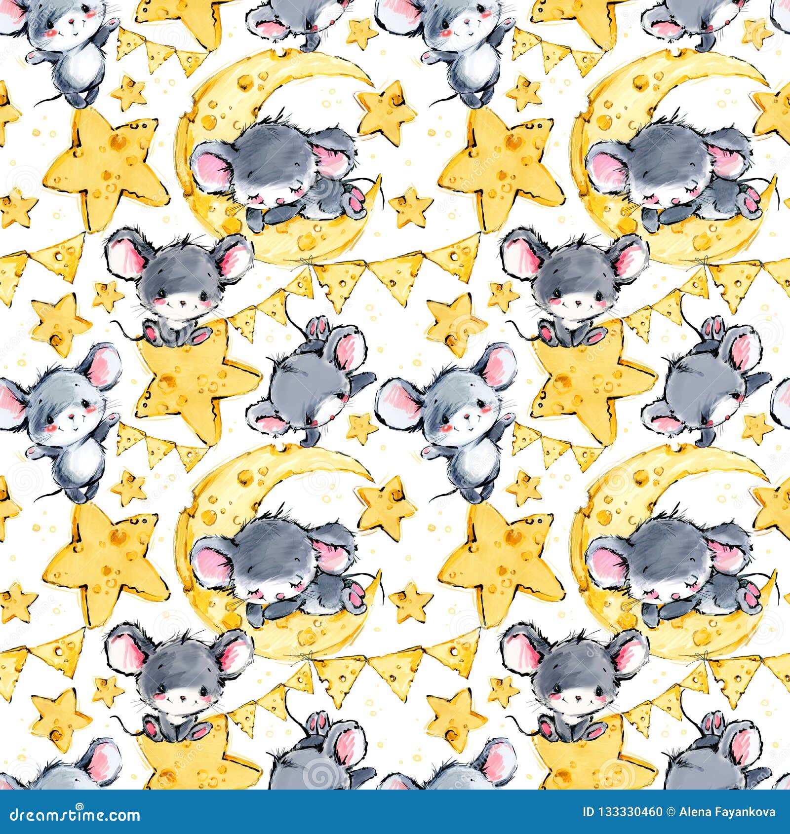 Cute Mice Illustration. Funny Cartoon Mouse. Background For Winter ...