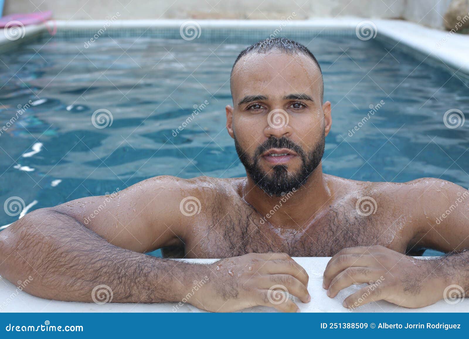 Cute Middle Eastern Man Swimming Pool Stock Image - Image of american ...