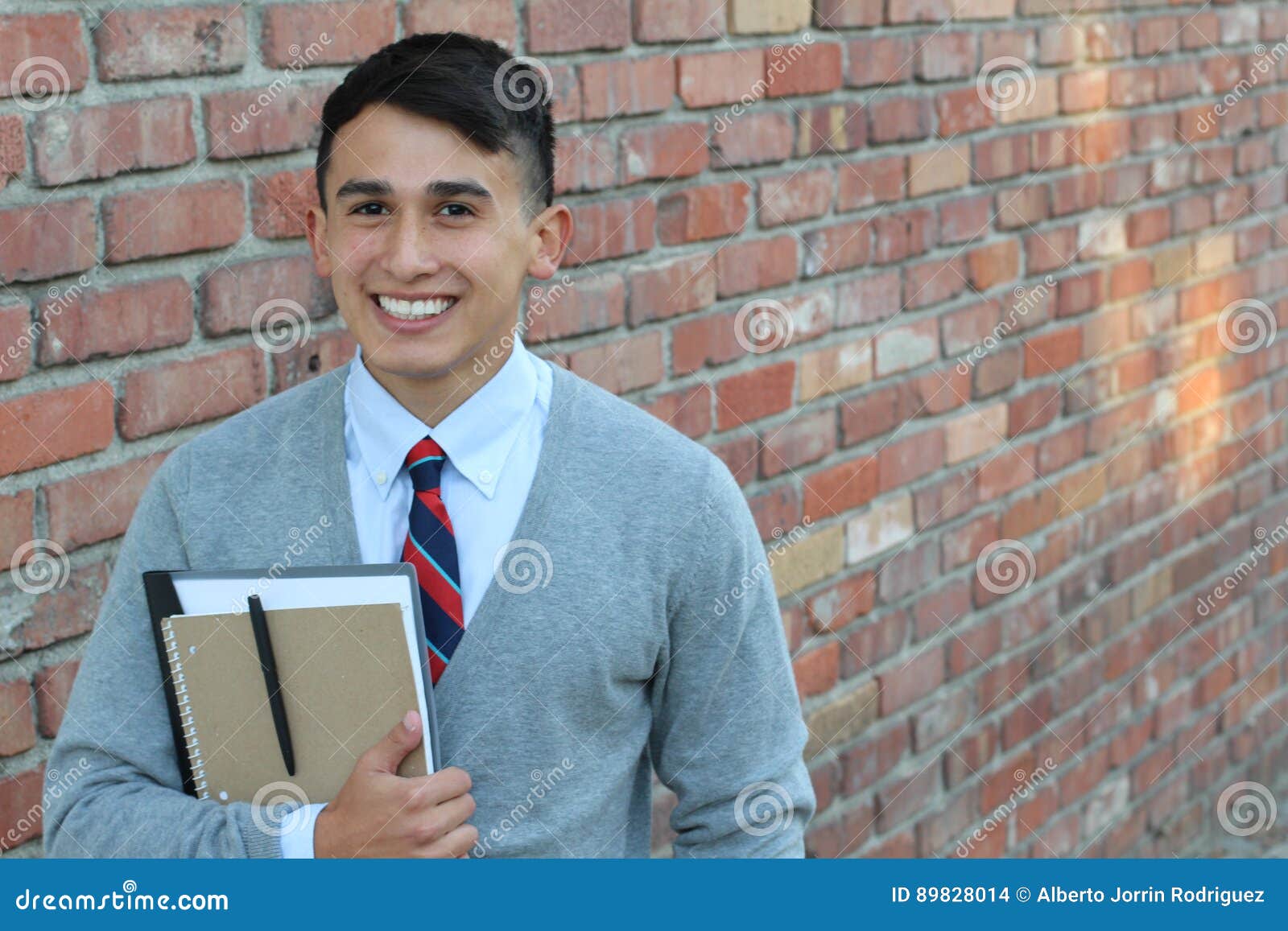Cute Middle School Boy Outside Classroom Stock Photo - Image of ...