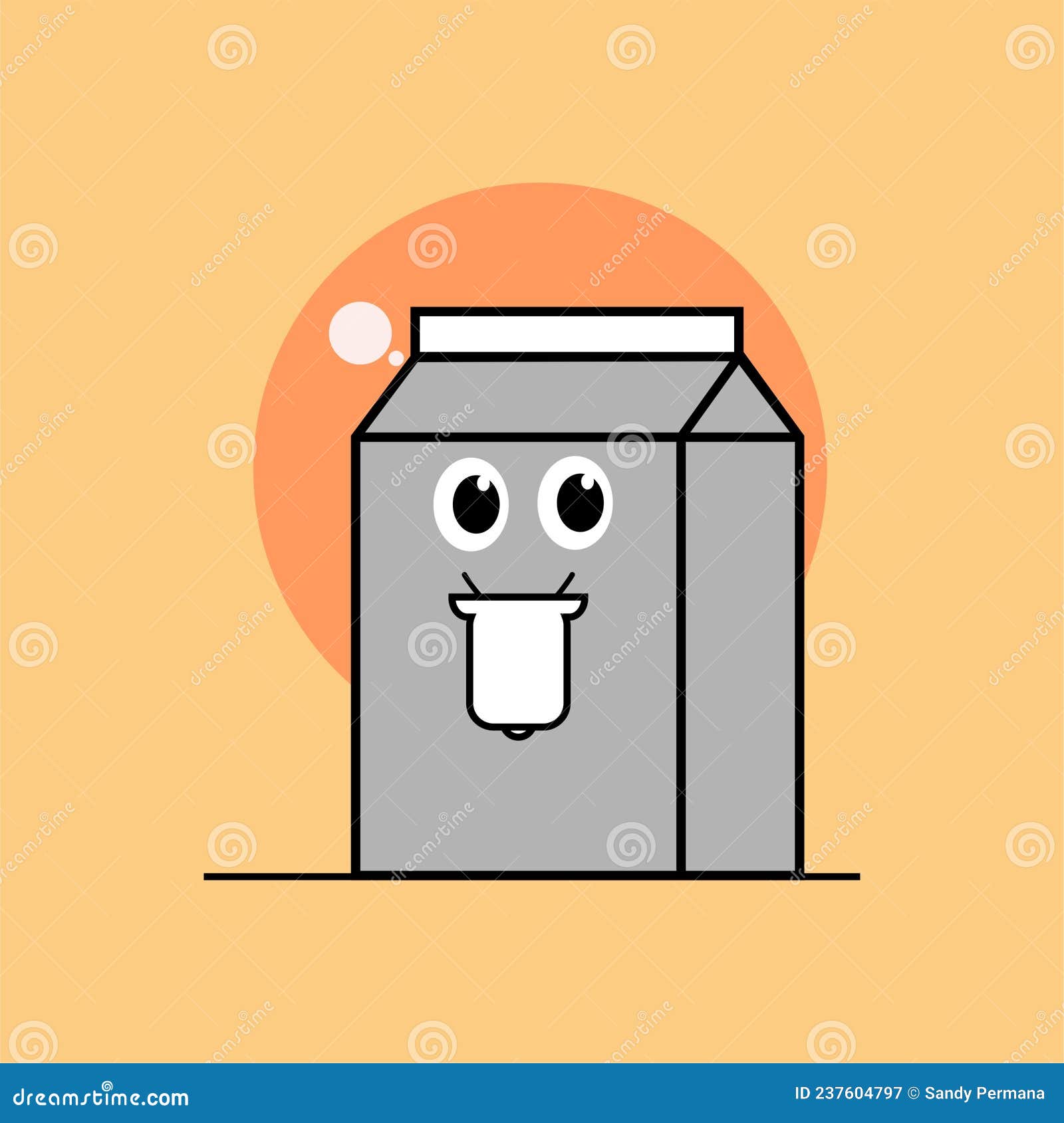 Cute Milk Character with Flat Expression Stock Vector - Illustration of ...