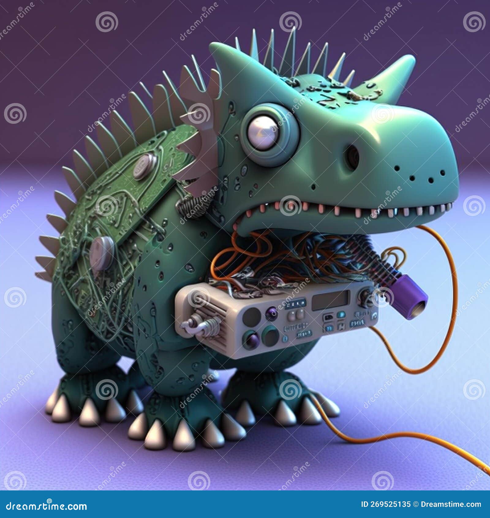 Cute Mini Electronic Engineer Dino 3d Stock Illustration - Illustration ...