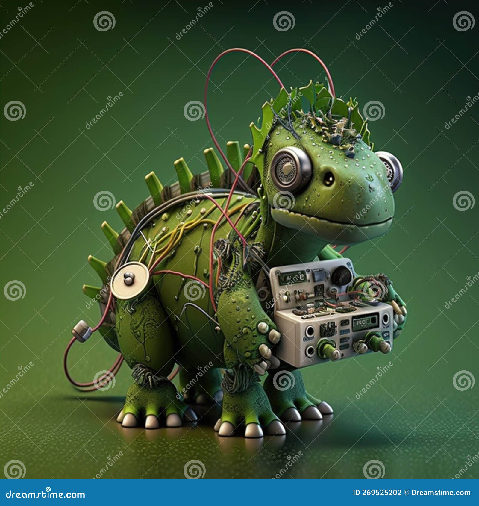 Cute Mini Electronic Engineer Dino 3d Stock Illustration - Illustration ...