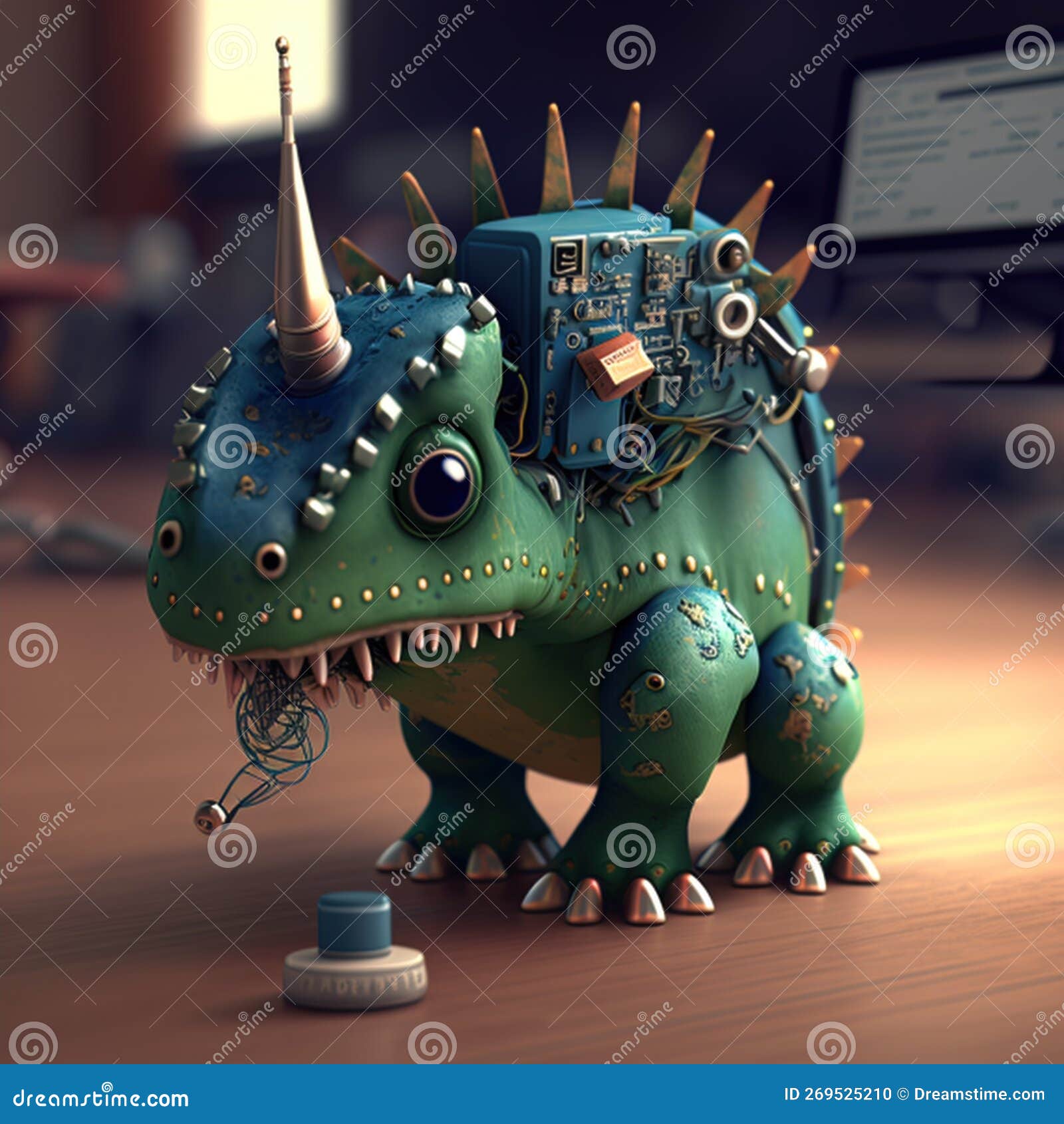 Cute Mini Electronic Engineer Dino 3d Stock Illustration - Illustration ...