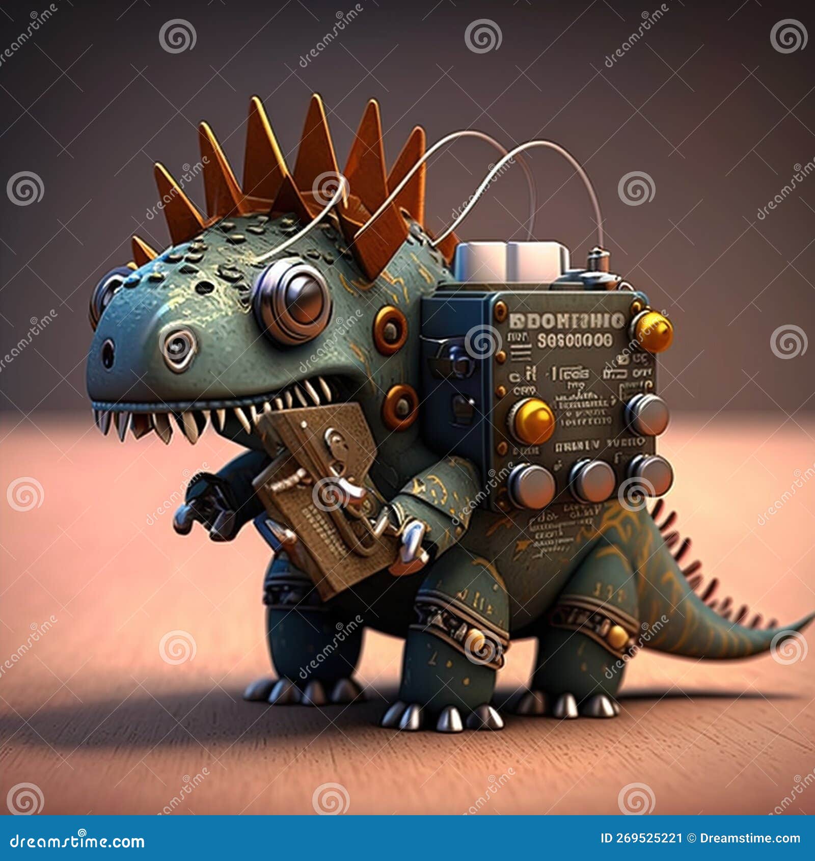 Cute Mini Electronic Engineer Dino 3d Stock Illustration - Illustration ...