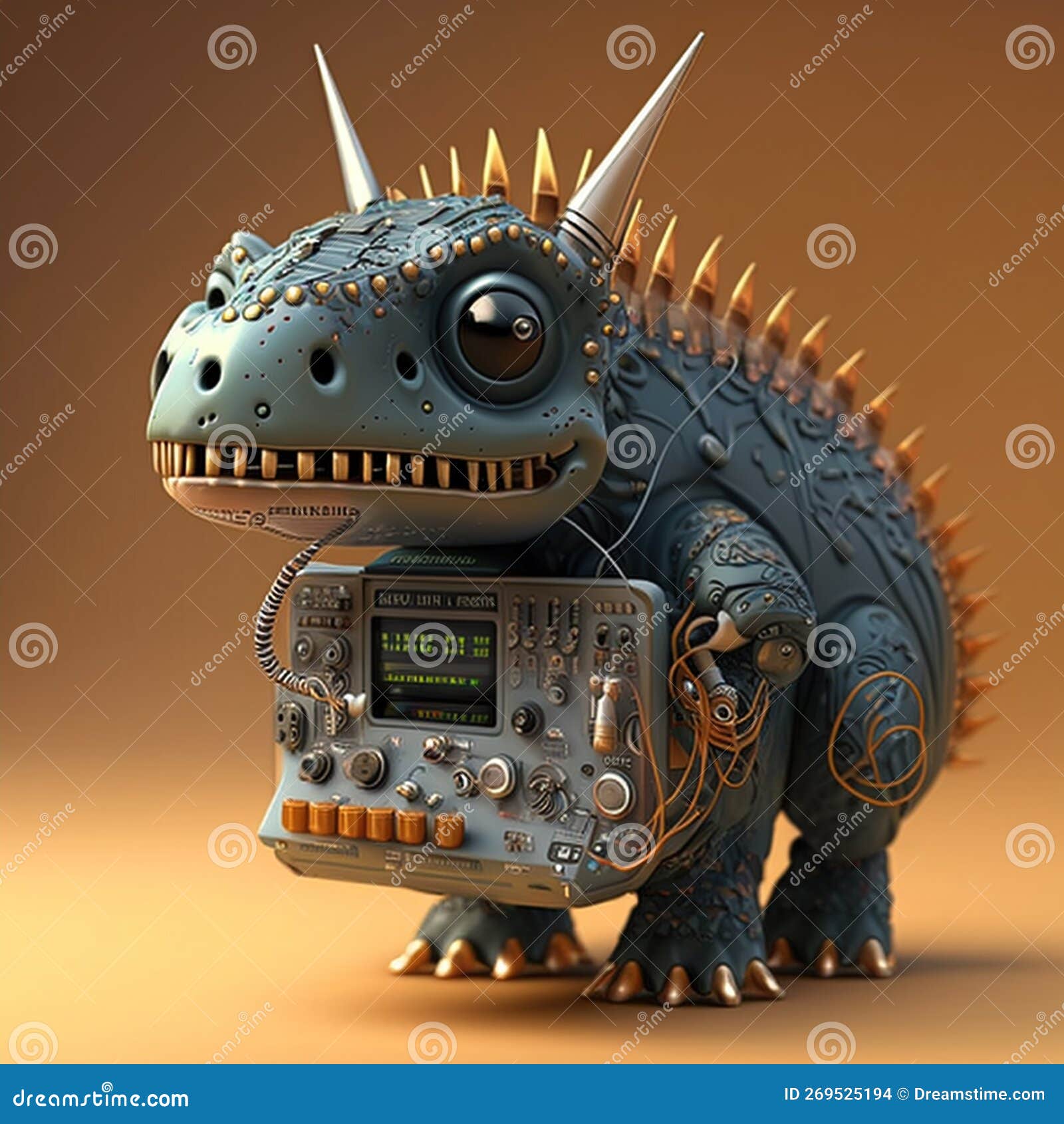 Cute Mini Electronic Engineer Dino 3d Stock Illustration - Illustration ...