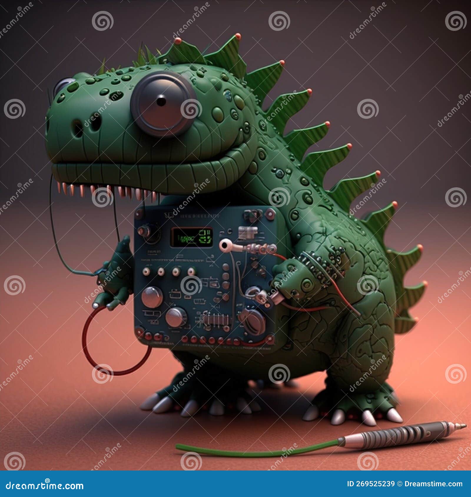 Cute Mini Electronic Engineer Dino 3d Stock Illustration - Illustration ...