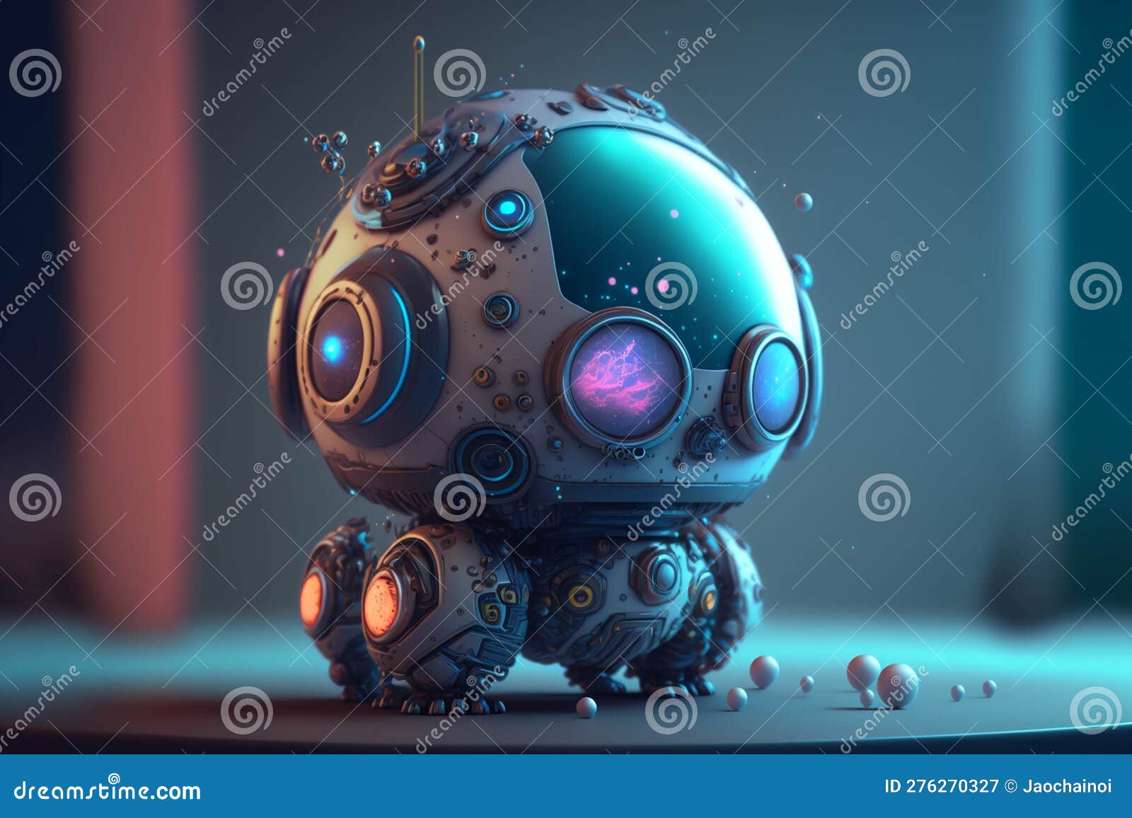 Cute Mini Robot, Generative AI Stock Illustration - Illustration of ...