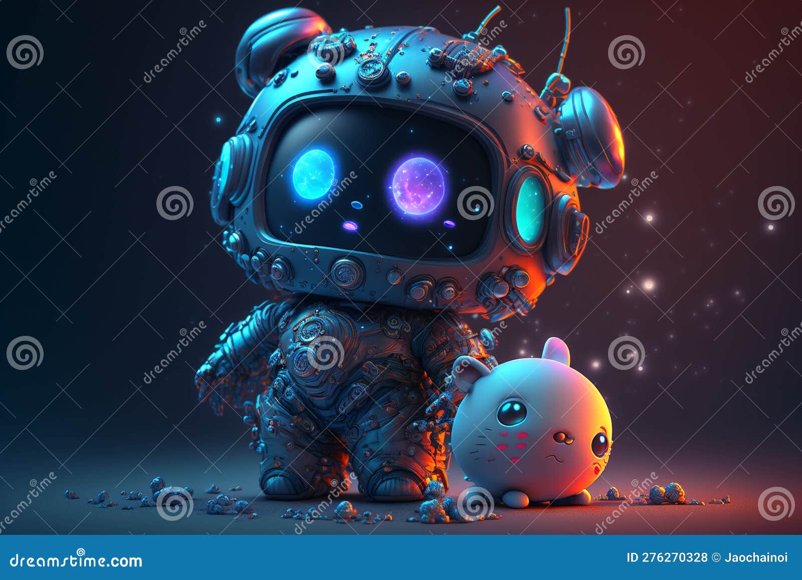 Cute Mini Robot, Generative AI Stock Illustration - Illustration of ...