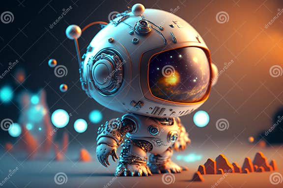 Cute Mini Robot, Generative AI Stock Illustration - Illustration of ...
