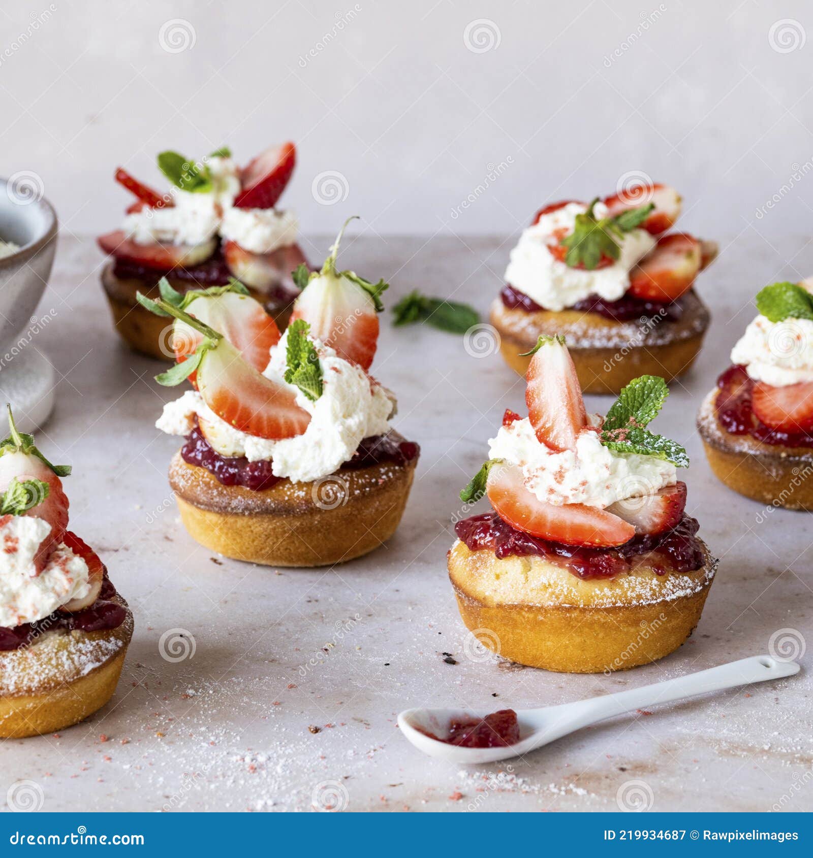 Cute Mini Strawberry Shortcakes on a Table Stock Image - Image of cute ...
