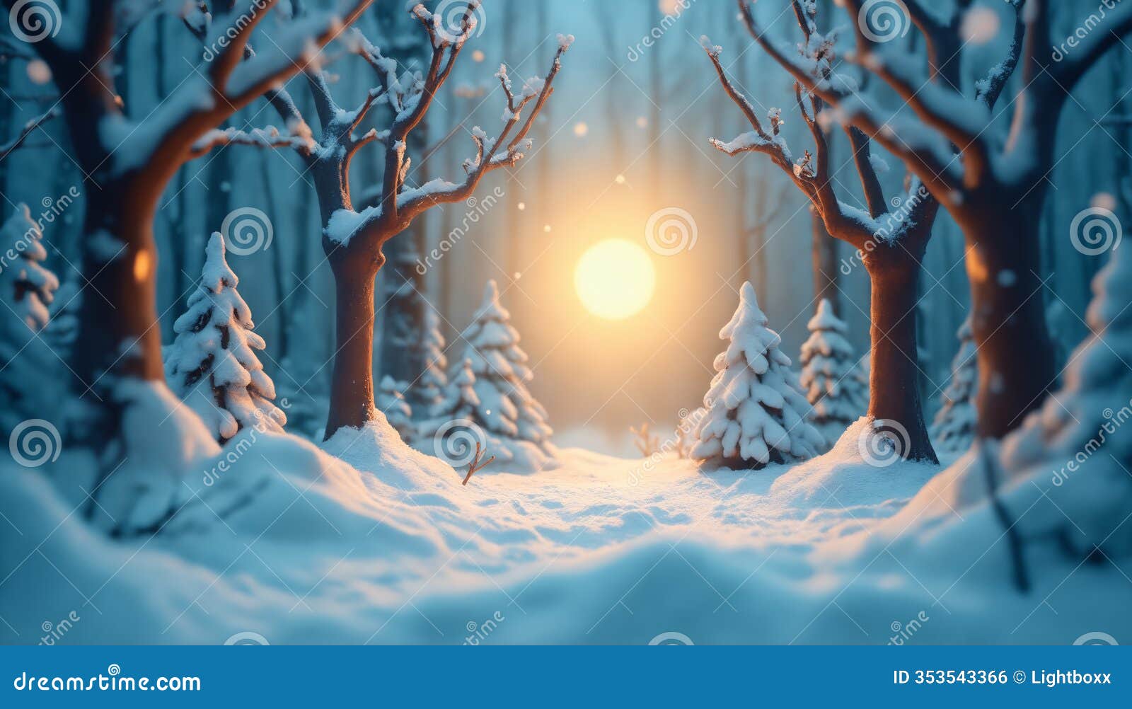 Cute Miniature Diorama of a Winter Forest Scene Stock Illustration ...
