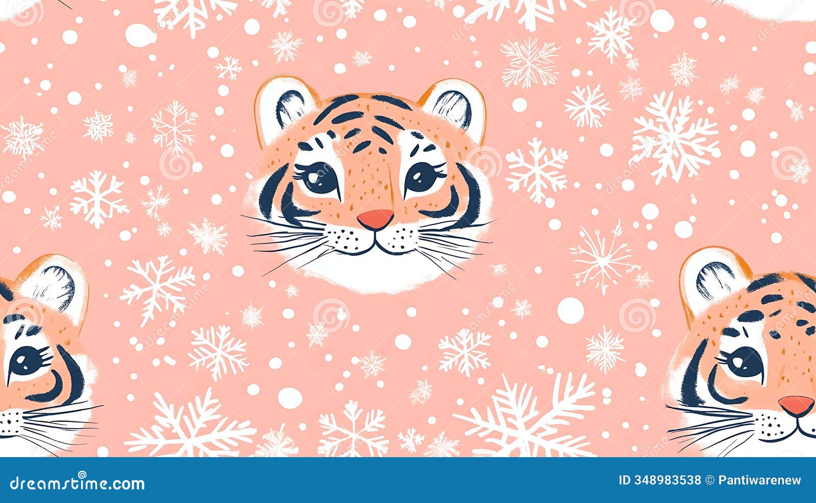 Cute Minimalist Tiger Pattern in Pastel Colors Stock Illustration ...