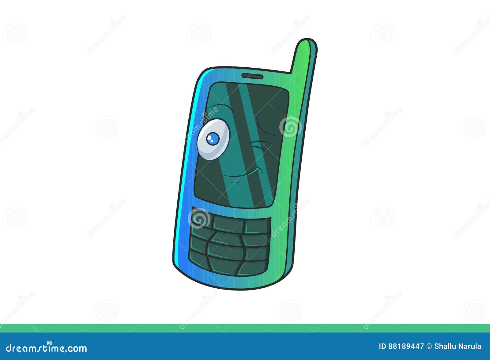 Cute Mobile Cartoon Character With Happy Expression, Shy, Stick Out ...