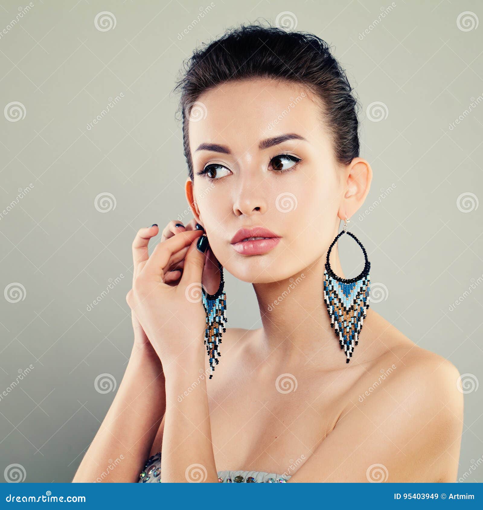 Cute Spa Model Woman Taking A Shower And Blowing Kiss On White Stock ...