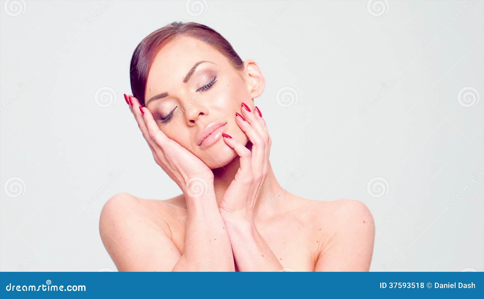 Cute Model Touching Her Cheeks Stock Video Footage - Video of portrait ...