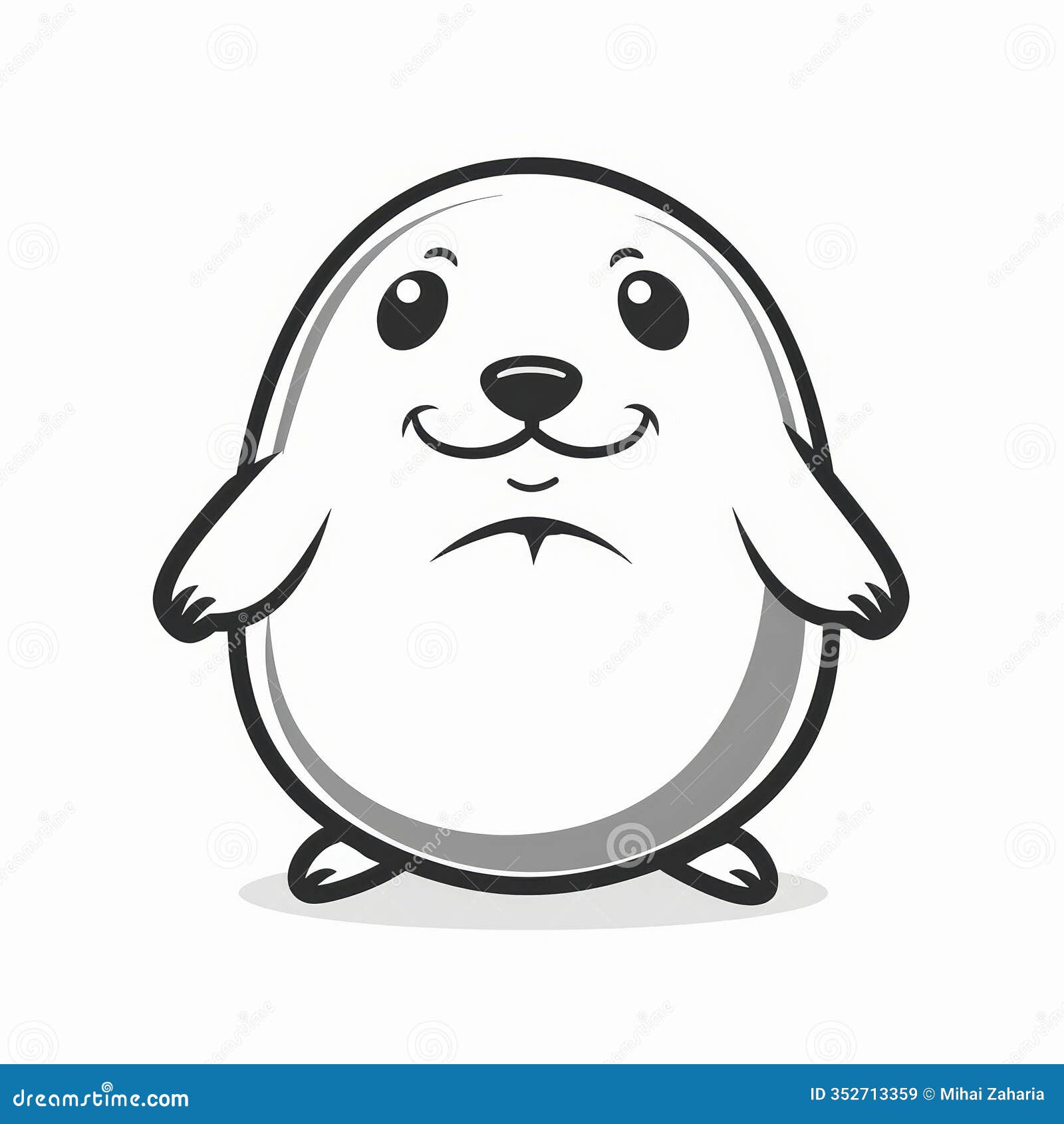 Cute Mole Vector Logo Design with Simple Outline in Black and White ...
