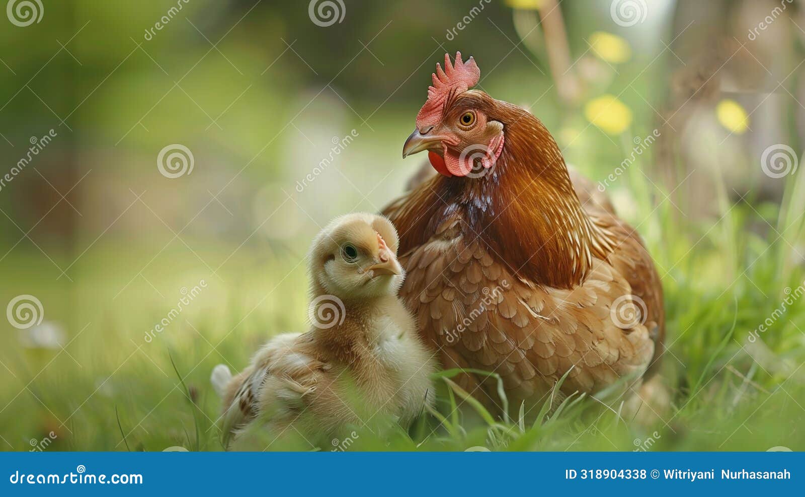 Cute Mom Hen Hugging Her Chicken. Generative Ai Stock Illustration ...