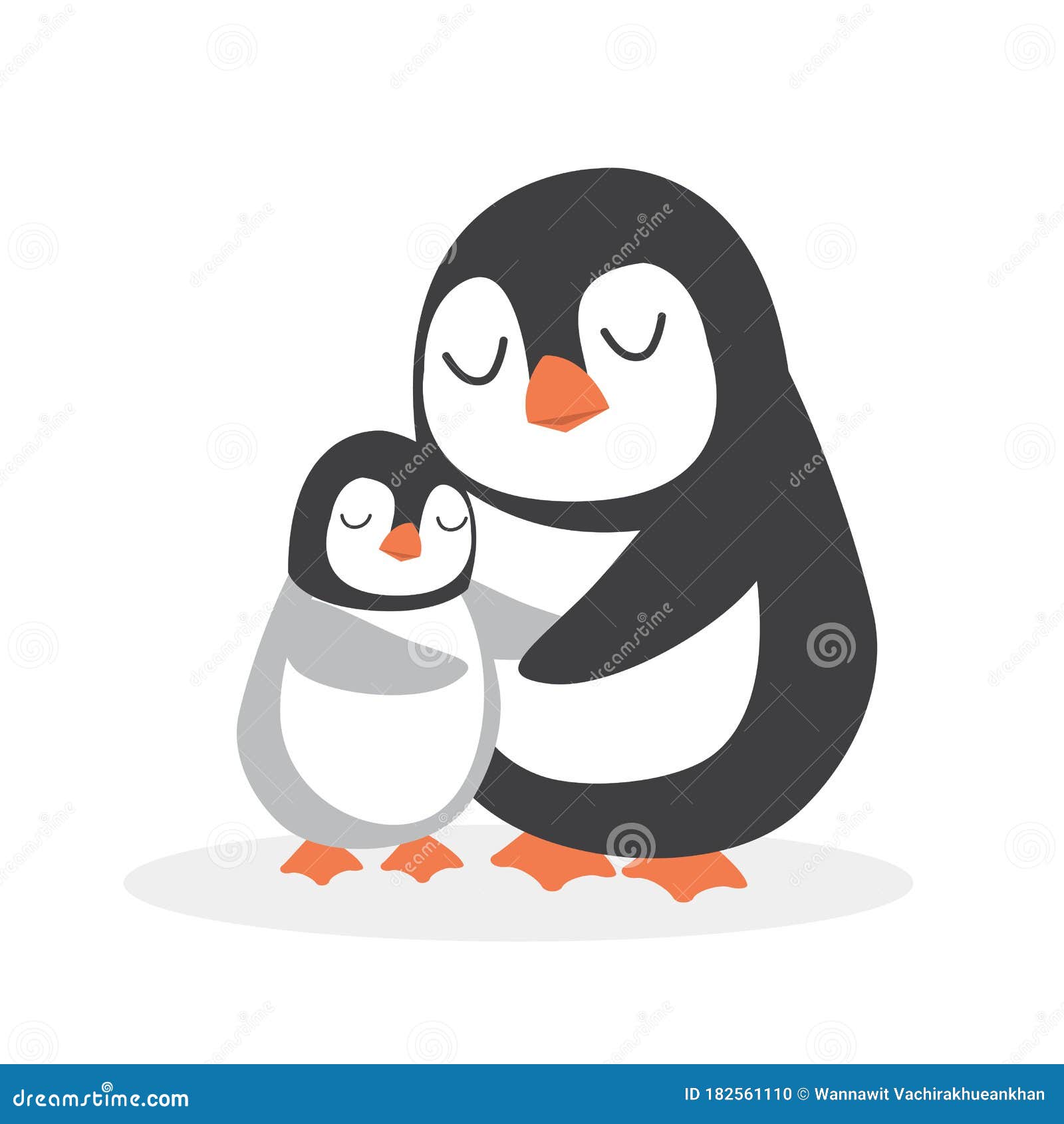 Cute Mommy and Baby Penguin Hug Vector Stock Vector - Illustration of ...