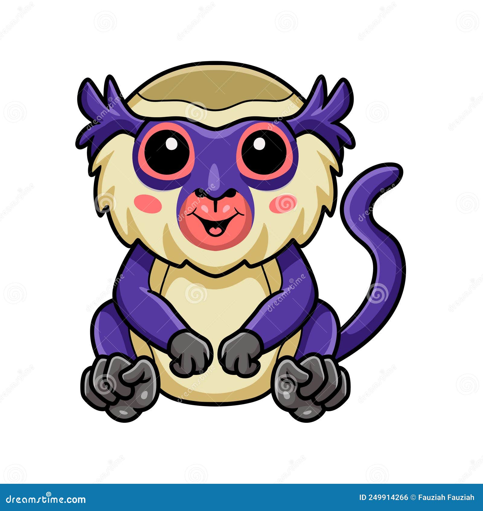 Cute Mona Monkey Cartoon Sitting Stock Vector - Illustration of jungle ...