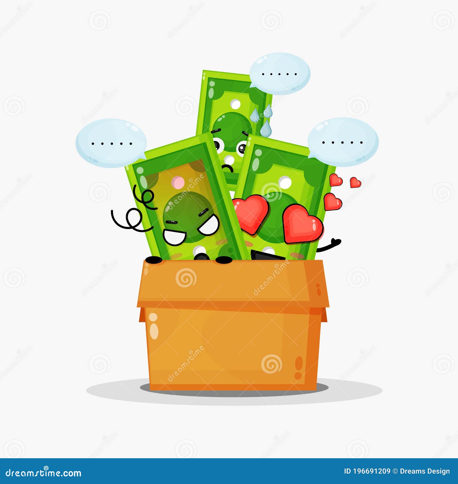 Cute Money Bills Characters Set, Funny Banknotes Showing Different ...