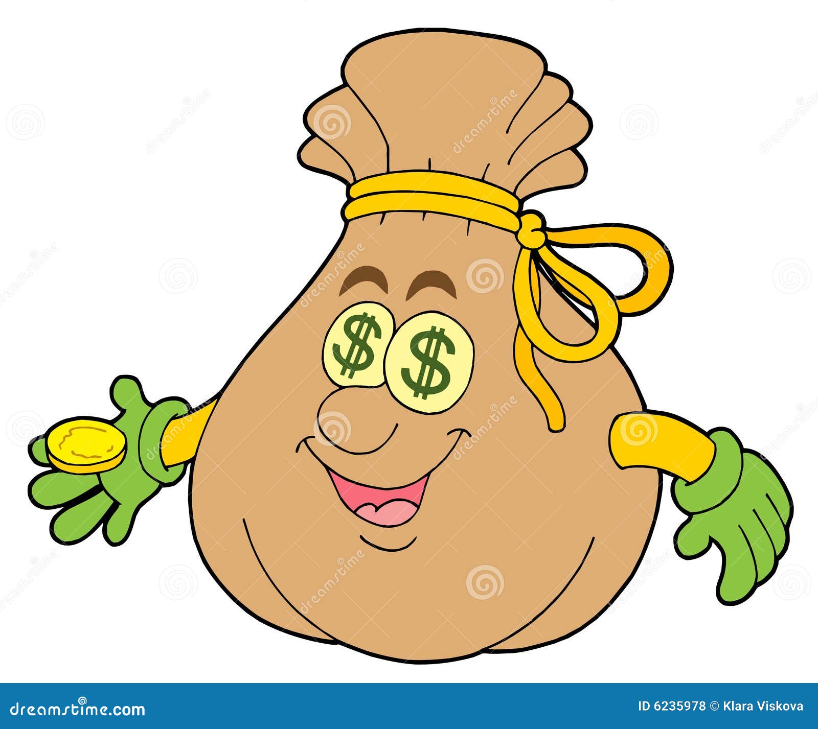 Cute money sack stock vector. Illustration of artwork - 6235978