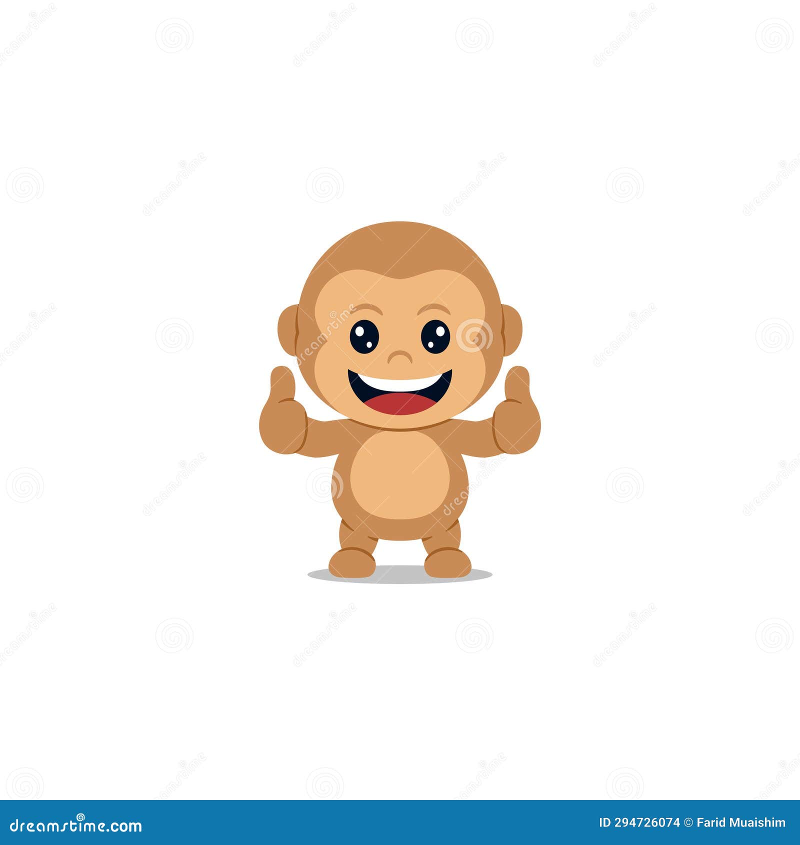 Cute Monkey Giving Thumb Up Cartoon Stock Vector - Illustration of ...