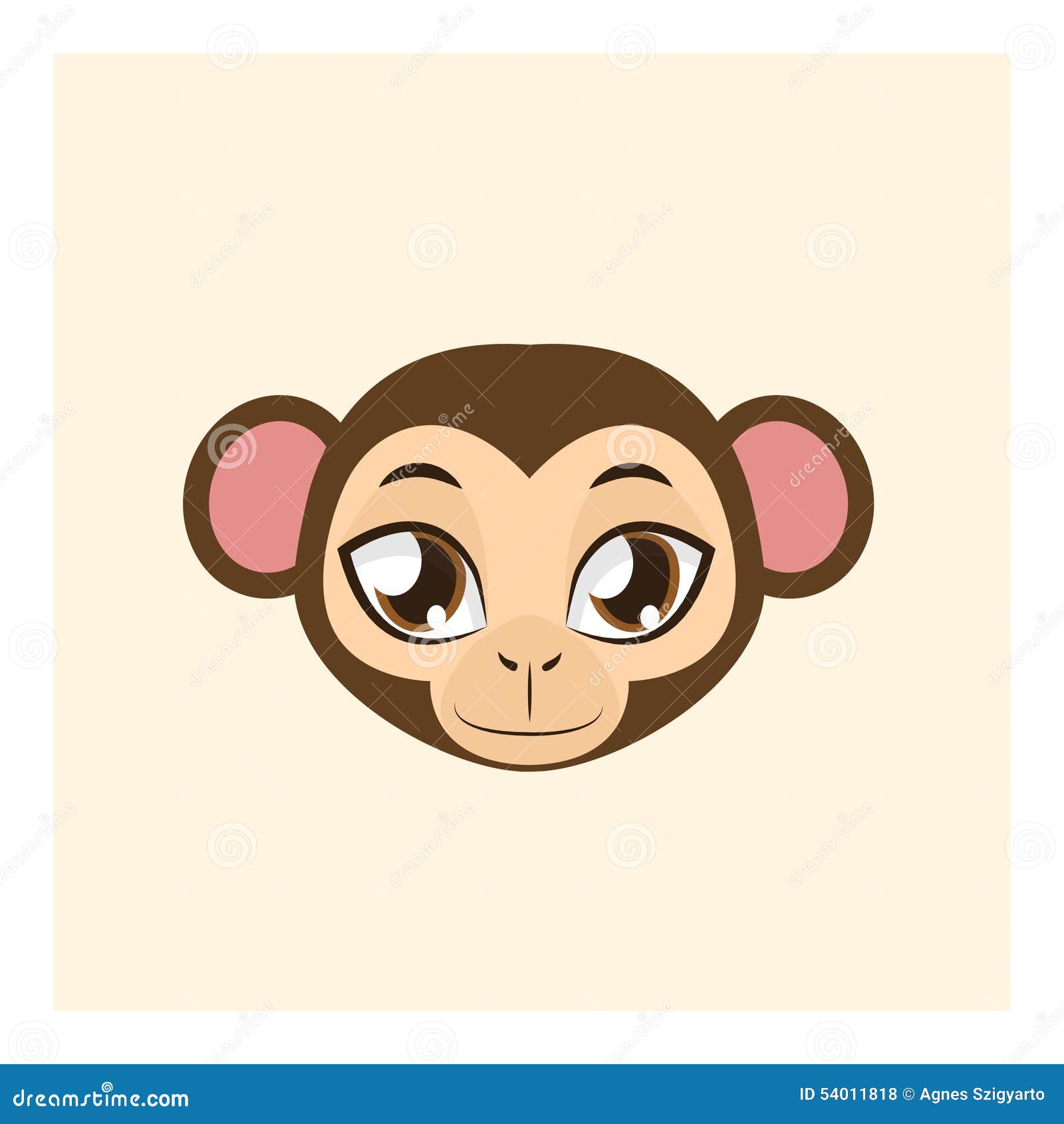 Cute Monkey Avatar with Flat Colors Stock Vector - Illustration of face ...