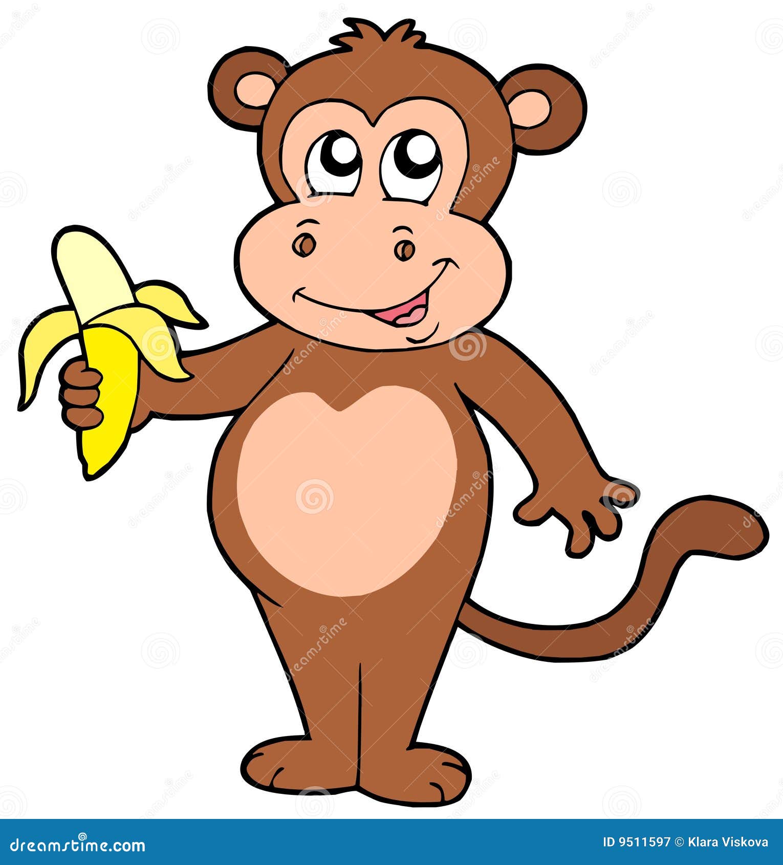 Cute Monkey With Banana Cartoon Vector | CartoonDealer.com #9511597