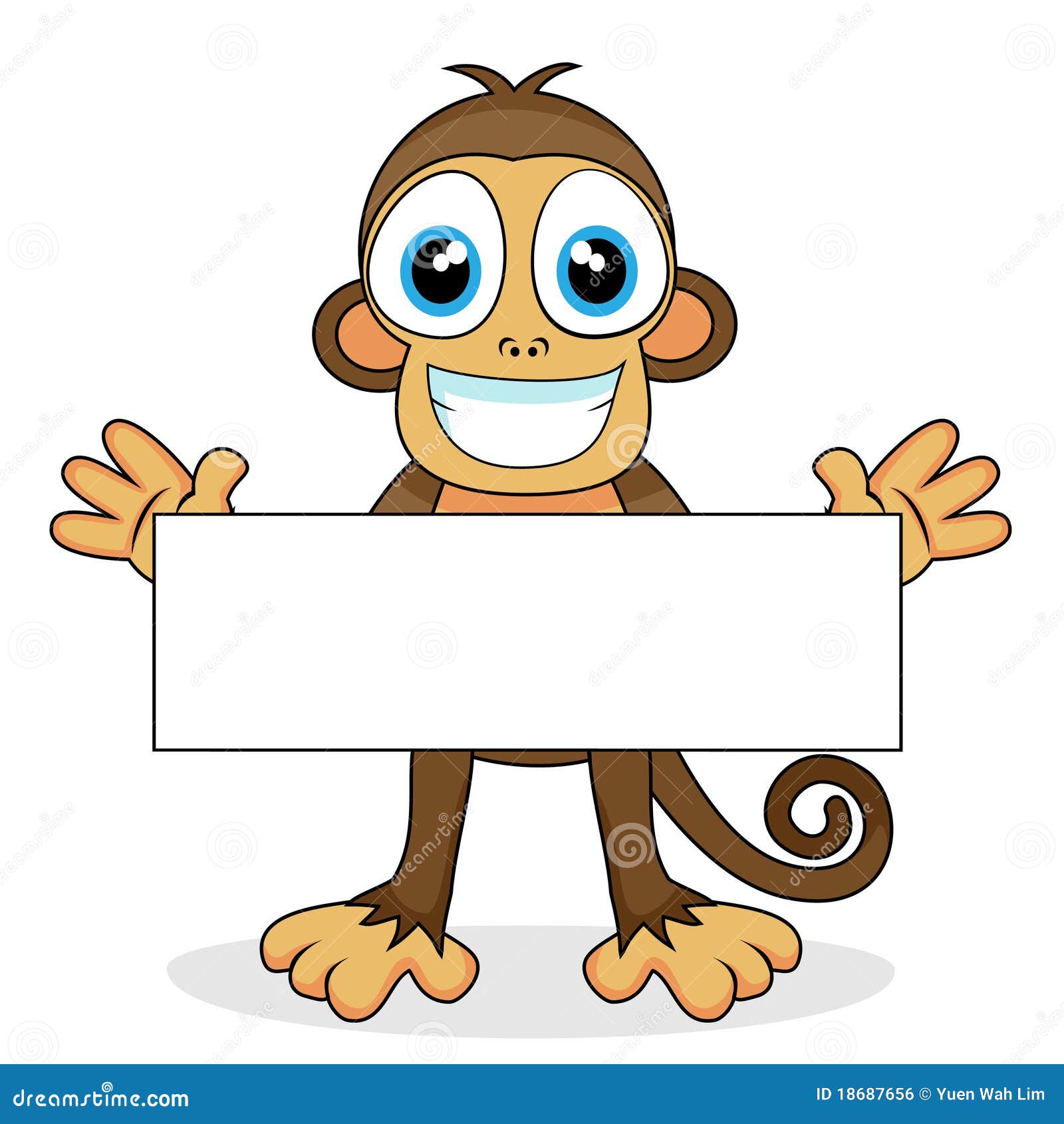 Cute Monkey with Blank Sign Stock Vector - Illustration of wildlife ...