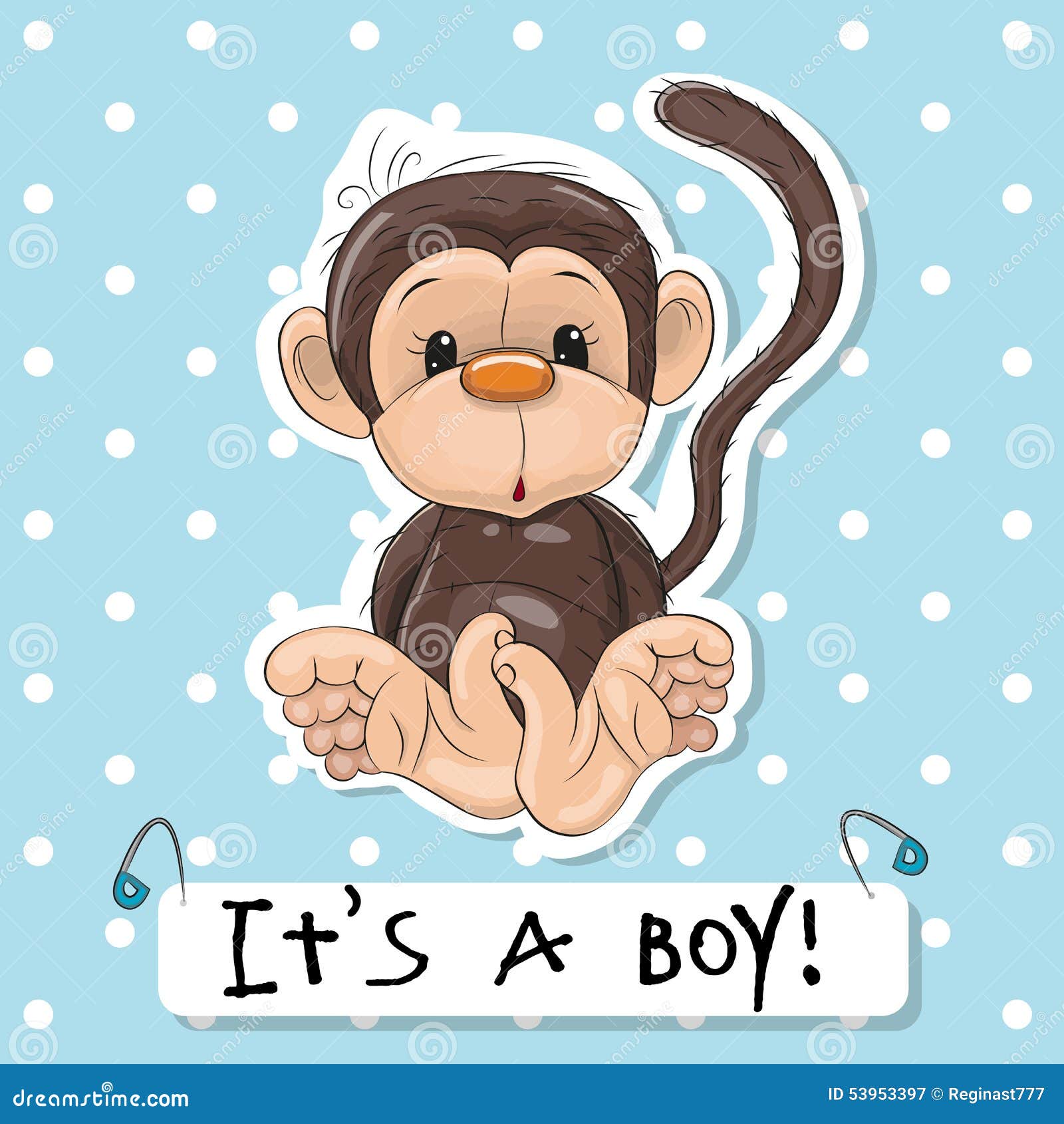 Cute Monkey boy stock illustration. Illustration of emotions - 53953397