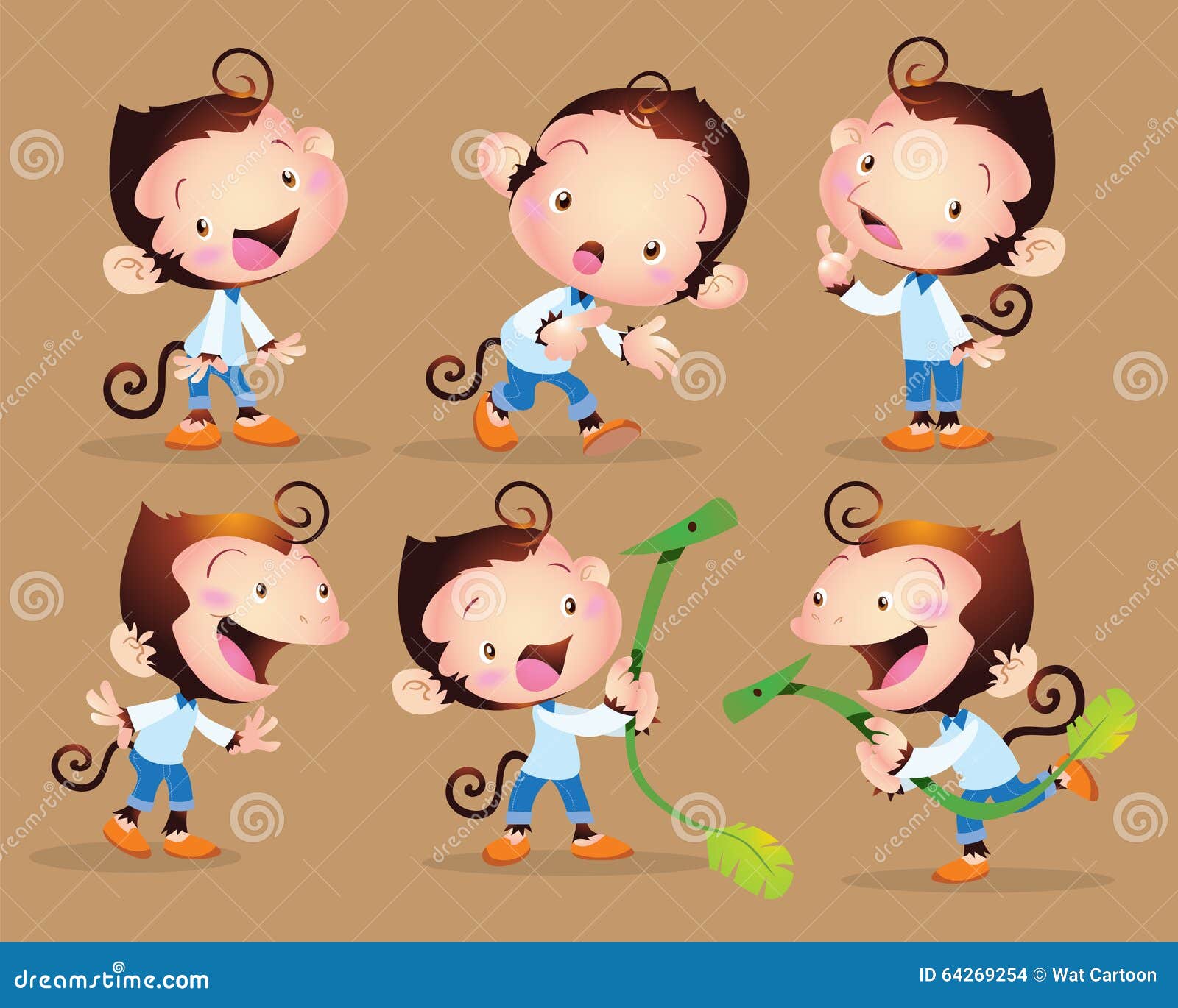 Cute monkey boy stock vector. Illustration of chimp, innocent - 64269254
