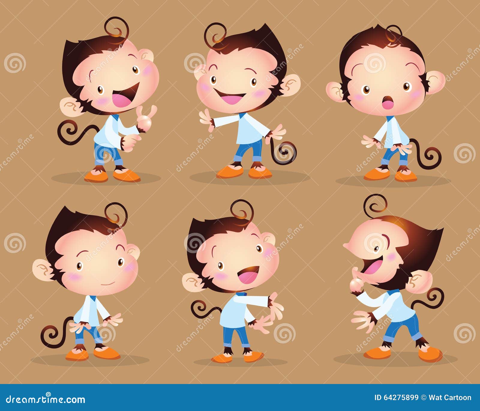 Cute monkey boy stock vector. Illustration of adorable - 64275899