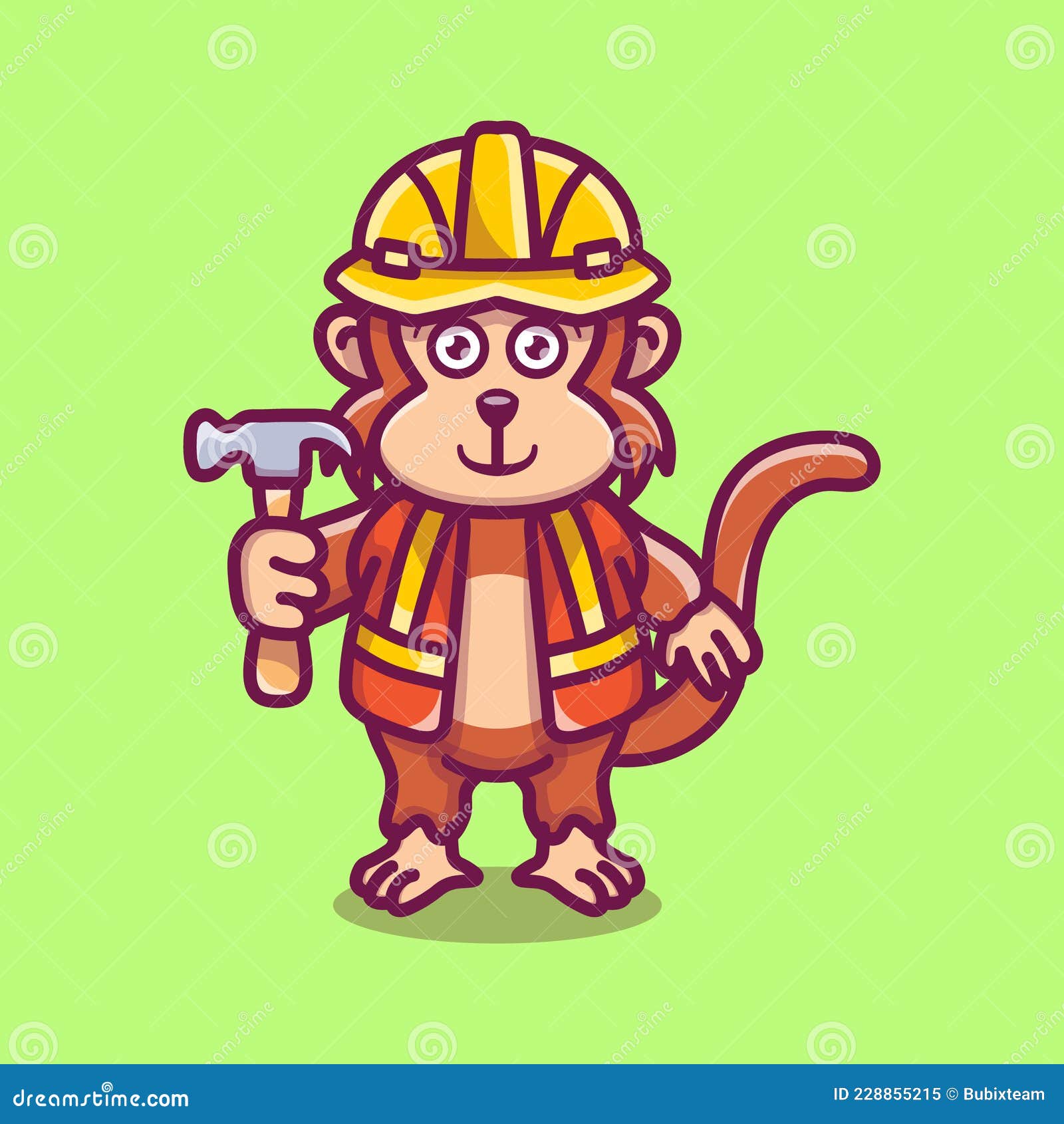 Monkey Builder Mascot Cartoon Vector Illustration | CartoonDealer.com ...