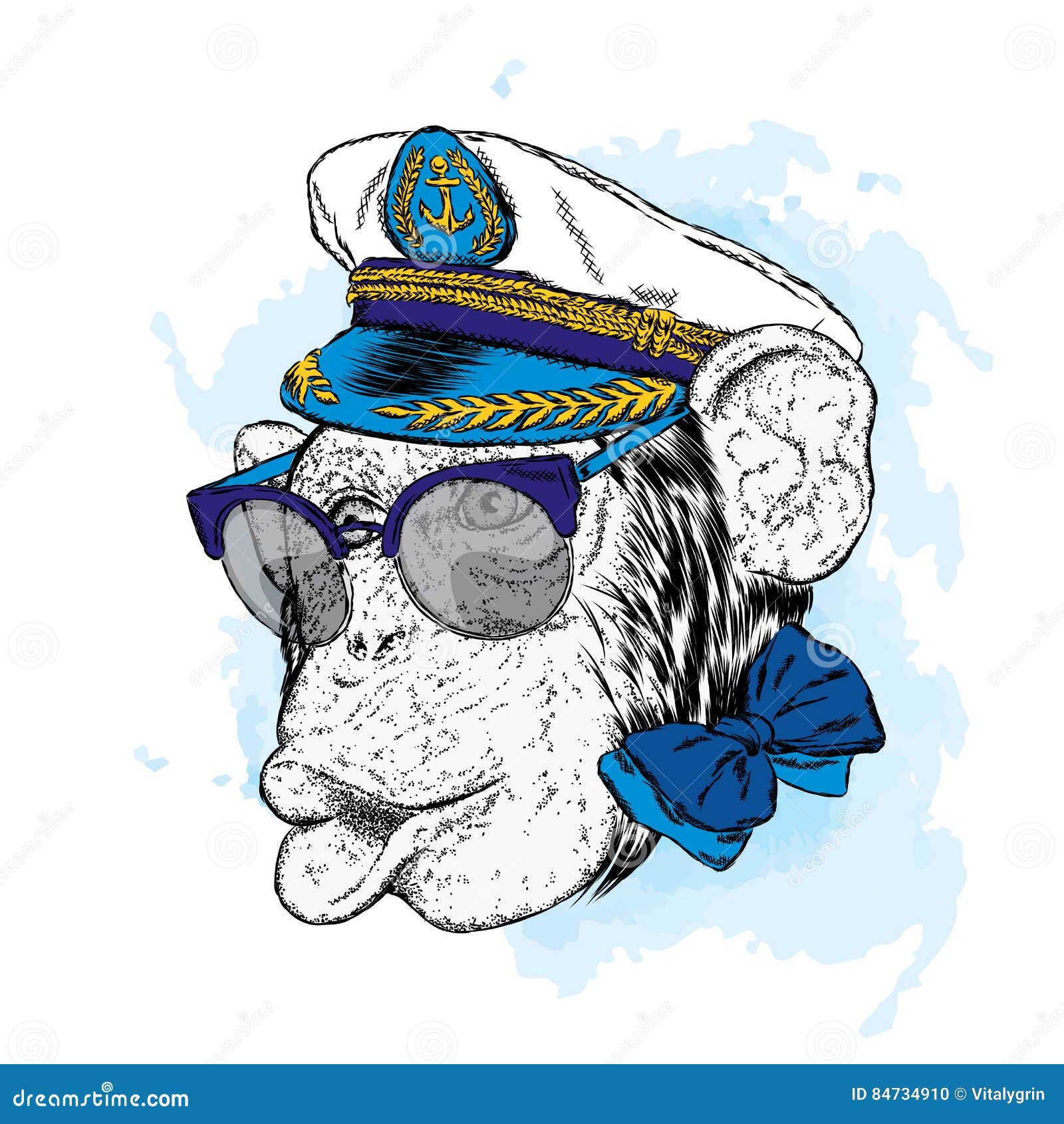 Cute Monkey in the Captain`s Cap. Stock Vector - Illustration of ...