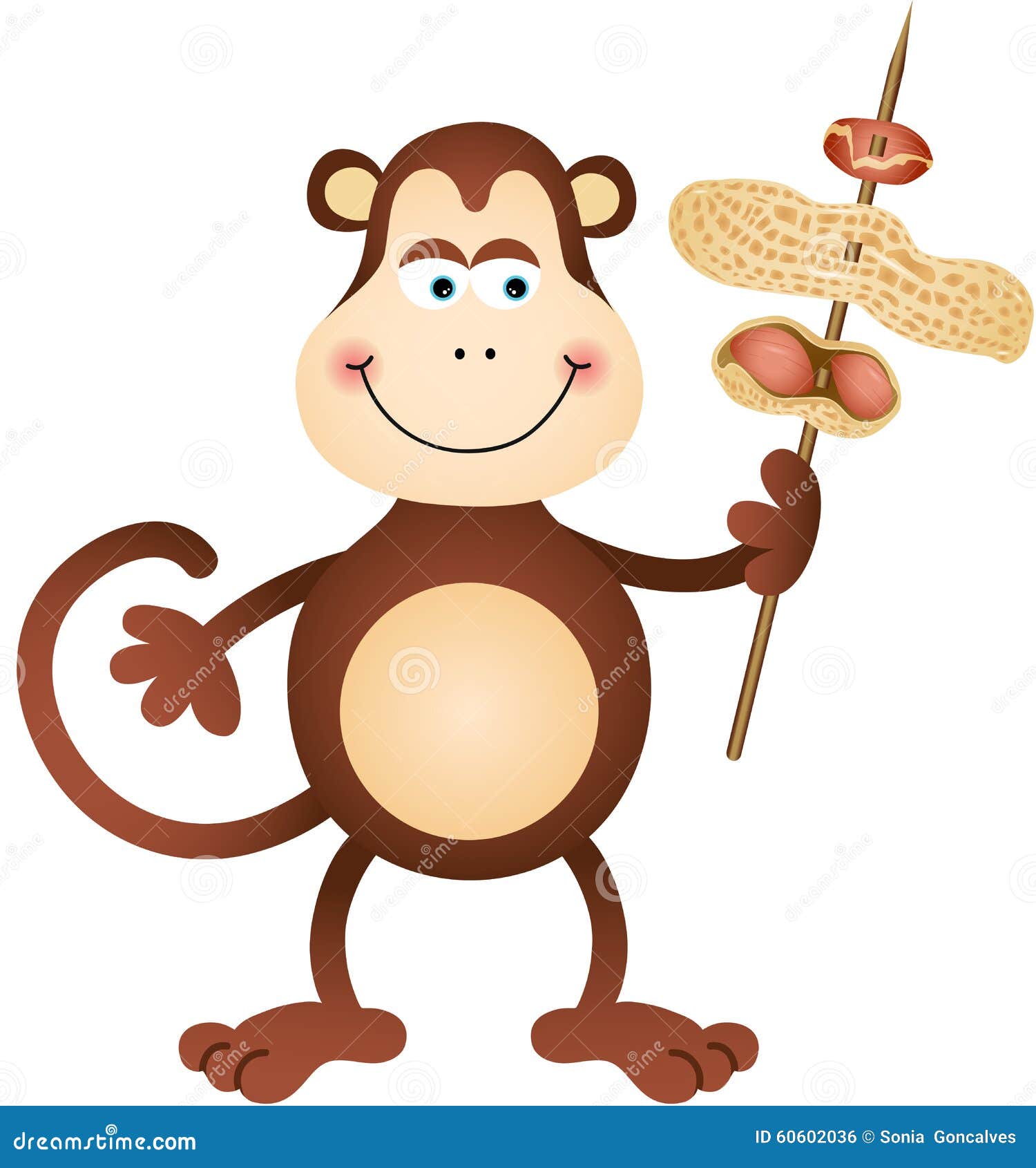 Cute Monkey Carrying Peanuts Stock Vector - Illustration of monkey ...