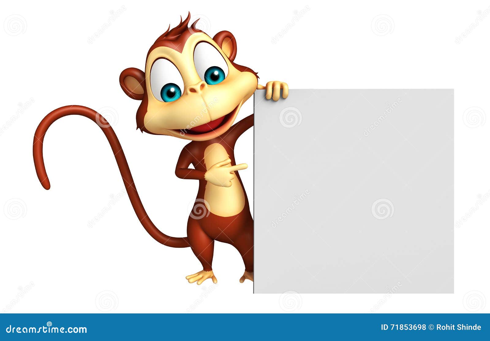 Cute Monkey Cartoon Character with Board Stock Illustration ...