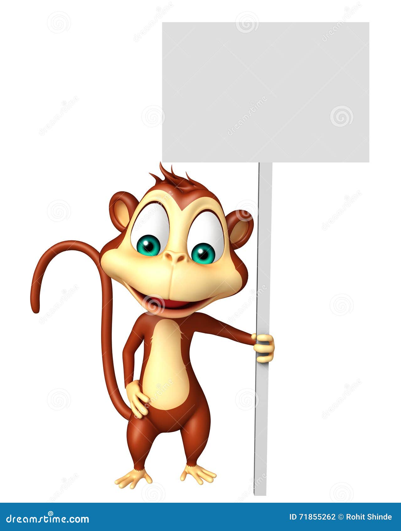 Cute Monkey Cartoon Character with Board Stock Illustration ...